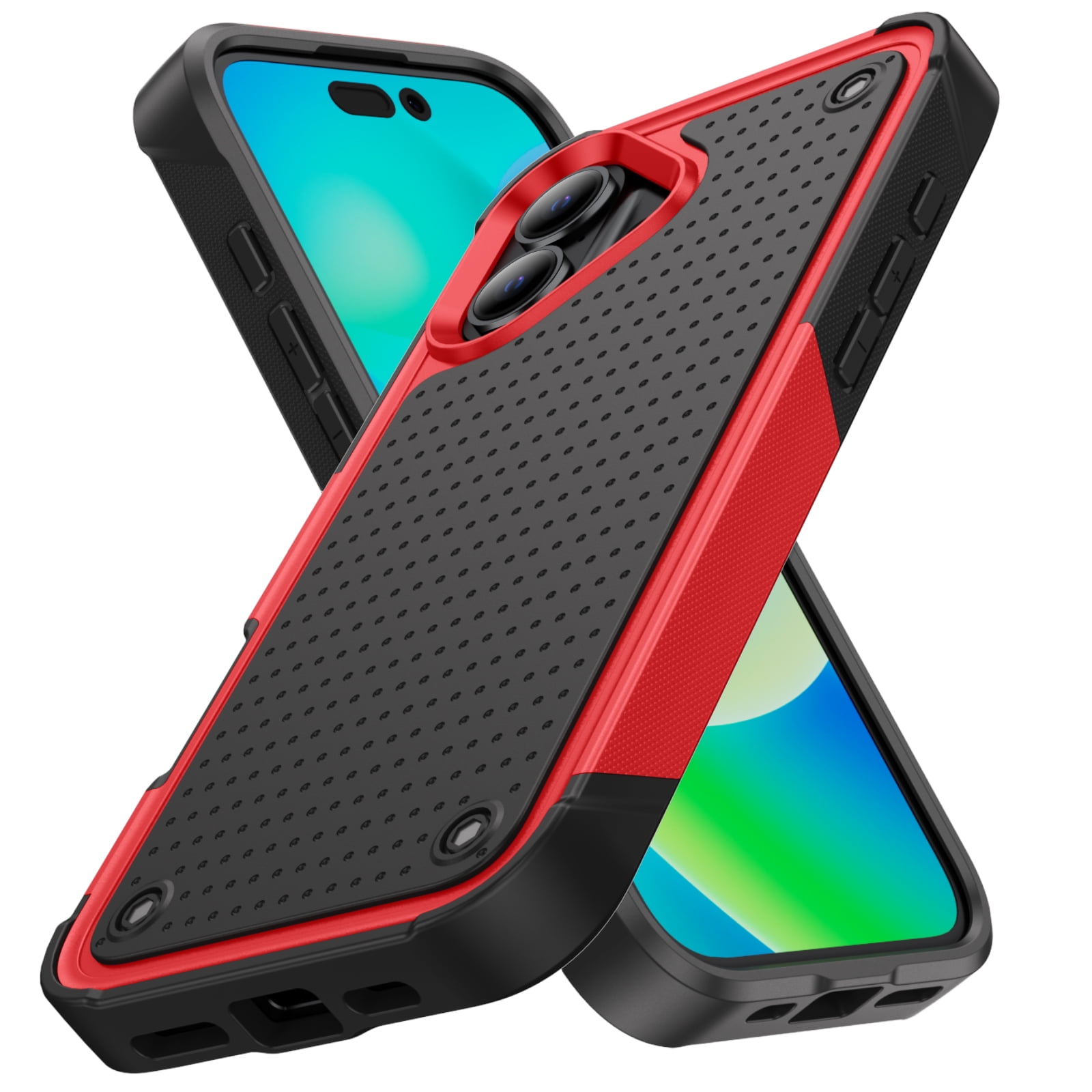 Dteck Case for iPhone 16,Shockproof Silicone Heavy Duty Dual Layer ...