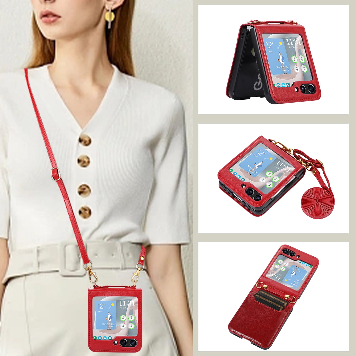 Dteck Crossbody Shoulder Strap Case for Samsung Galaxy Z Flip 6 ...