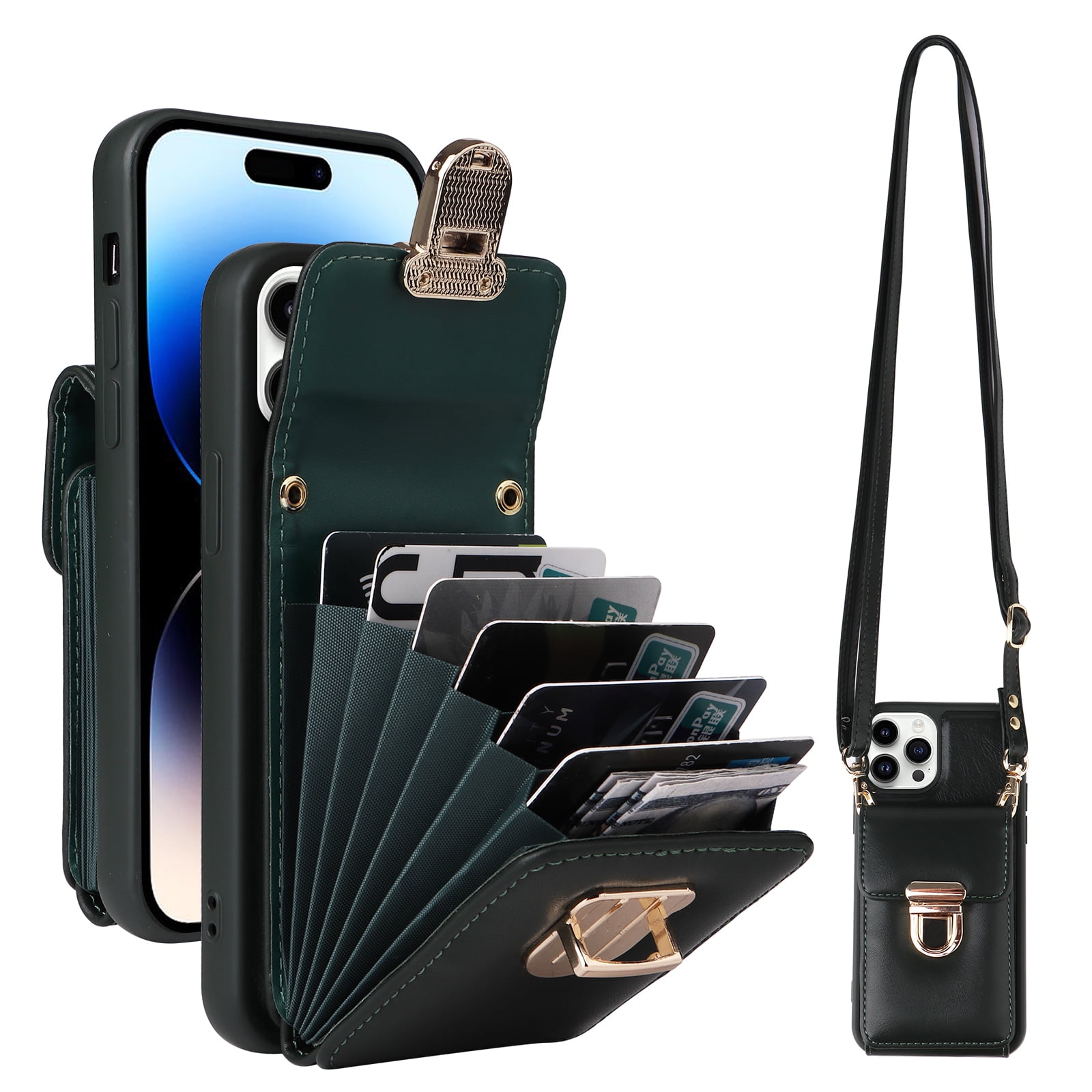 Dteck Crossbody Wallet Case for iPhone 12 Pro Max, PU Leather Purse ...