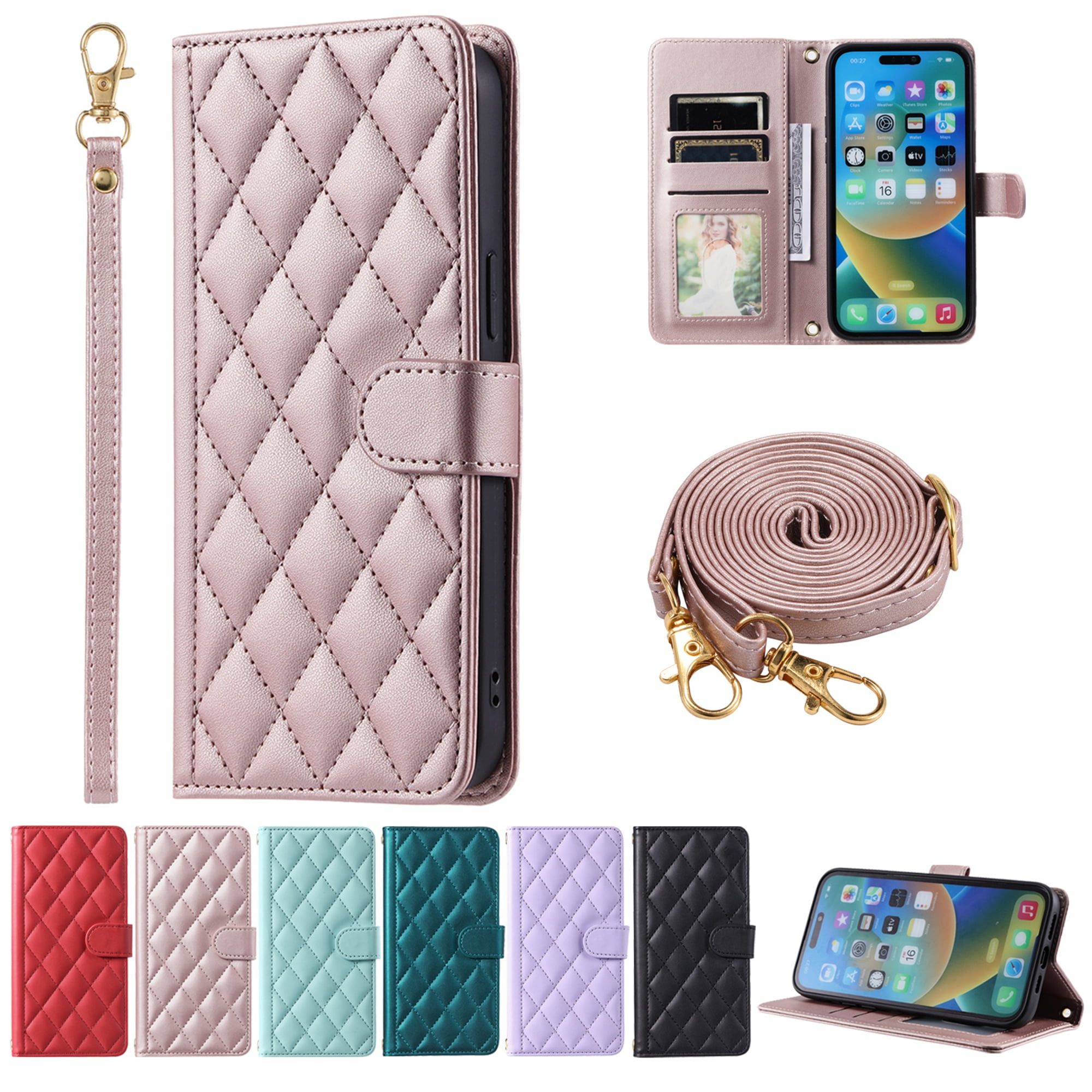 Dteck Crossbody Wallet Case for iPhone 13 Pro Max, PU Leather Phone ...