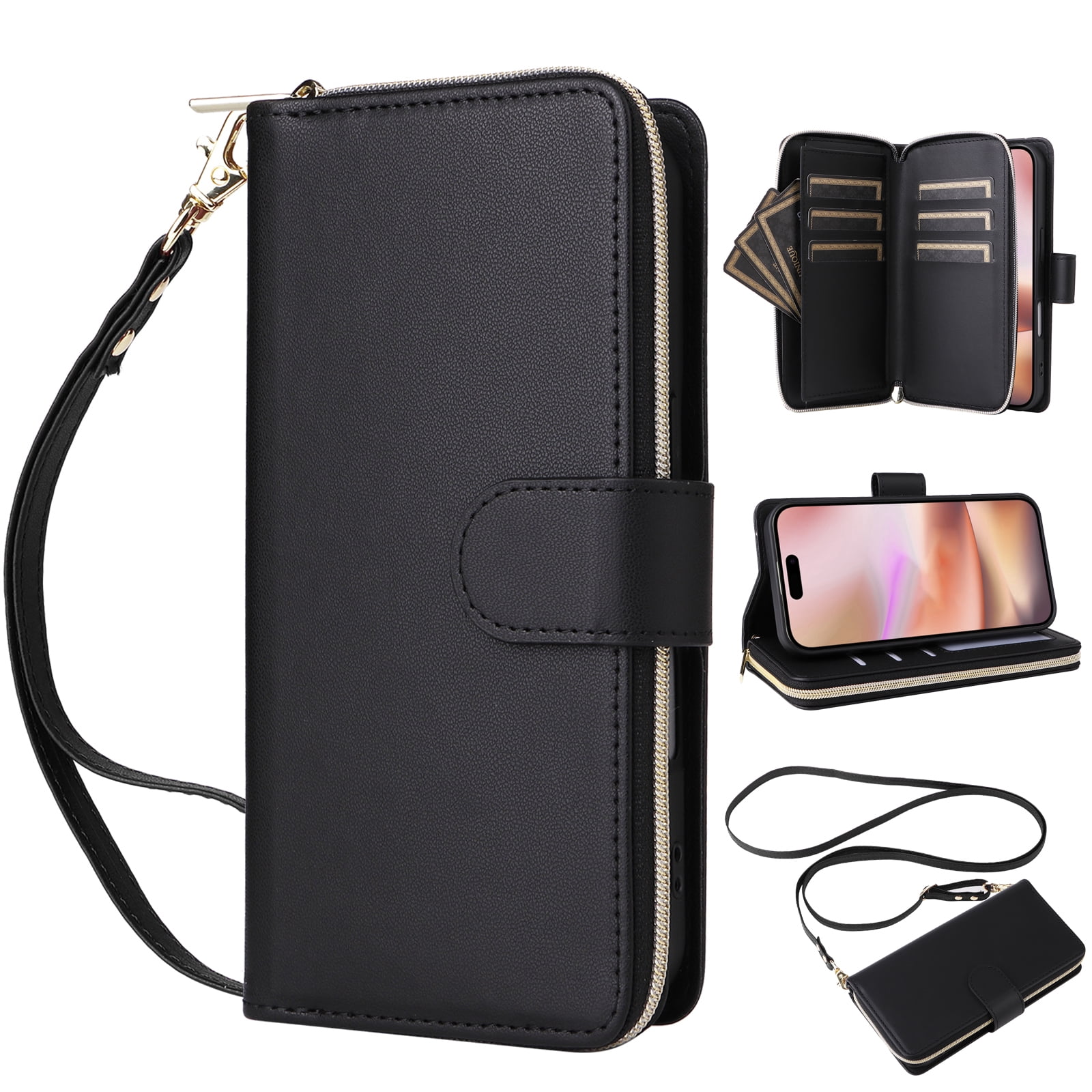Dteck Crossbody Wallet Case for iPhone 17 Pro Max, Soft PU Leather with ...