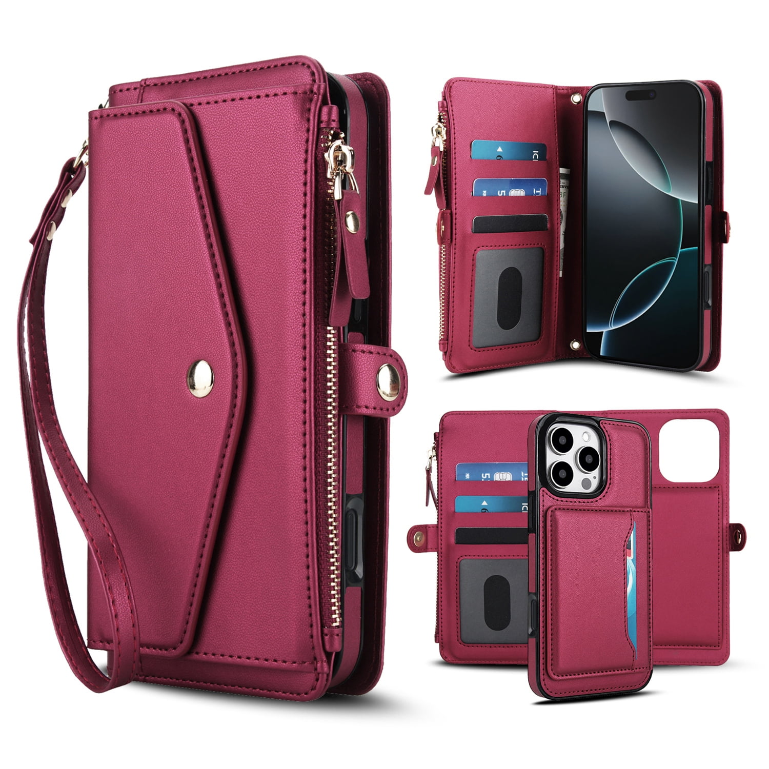 Dteck Detachable Wallet Case for iPhone 13,Magnetic Leather Case 2 in 1 ...