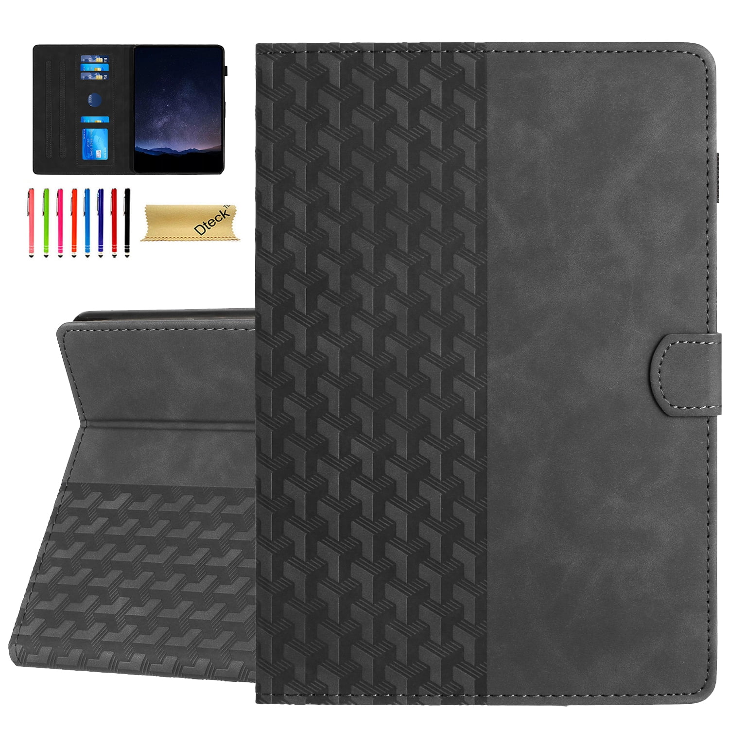 Dteck Folio Case for iPad Pro 11 Inch (M4) 2024, Embossed PU Leather Flip Stand Protective Cover ...