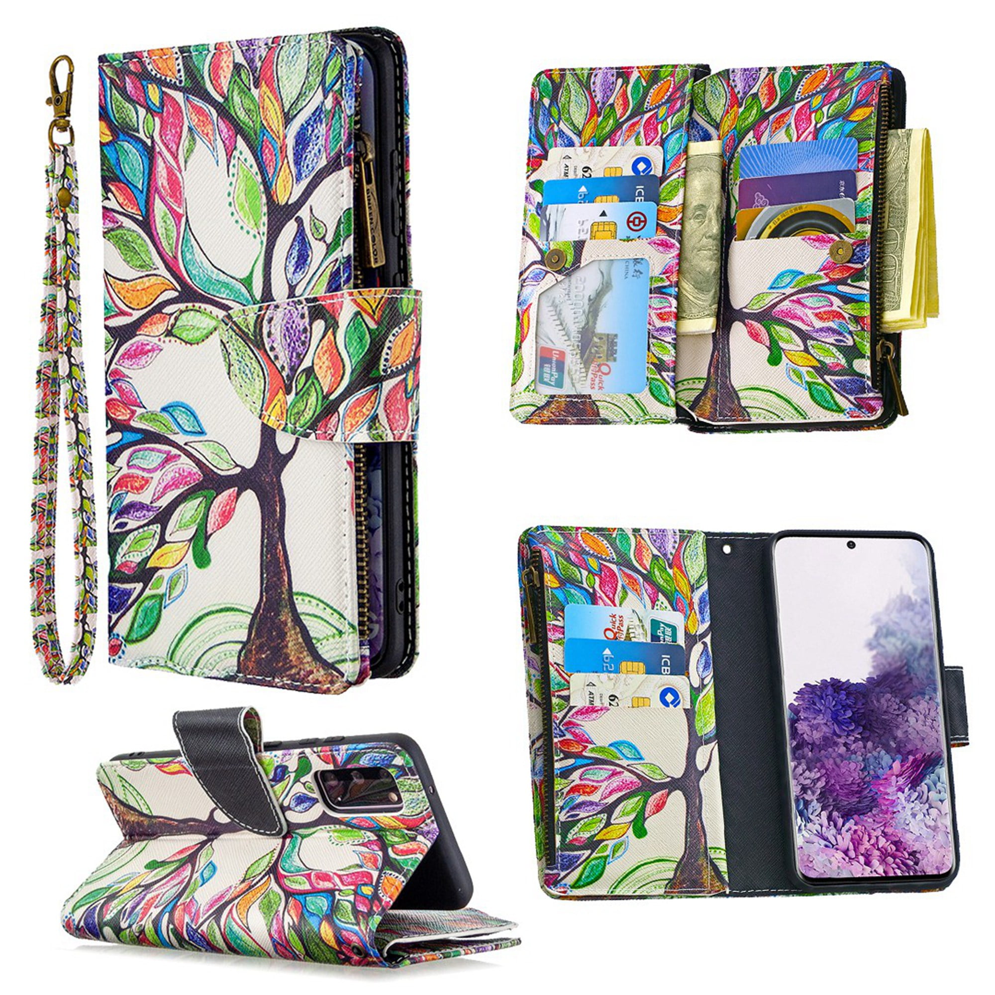 Dteck For Samsung Galaxy S20+ 6.7 inch Magnetic Patterned Leather Wallet Zipper Card Holder ...