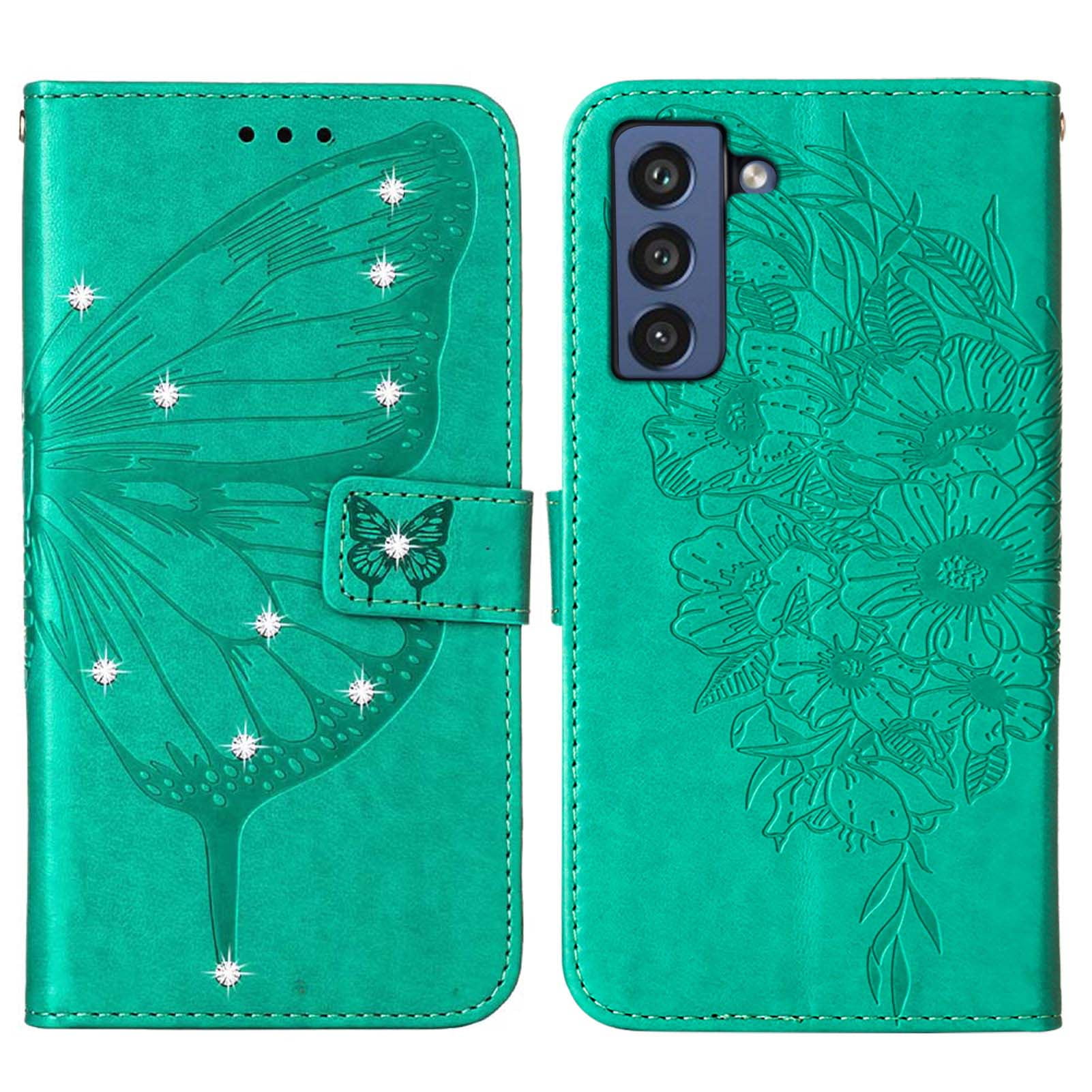 Dteck For Samsung Galaxy S21 FE Flip Wallet Stand Case,360 Protection Shockproof Luxury Diamond ...