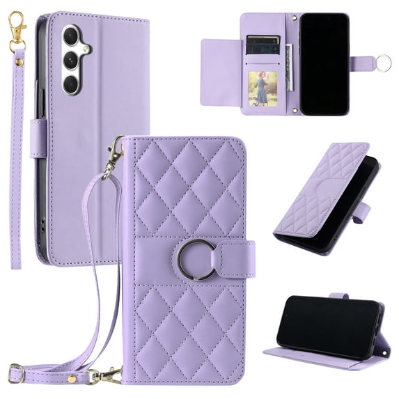 Dteck For Samsung Galaxy S25 Plus Case, Crossbody Lanyard PU Leather ...