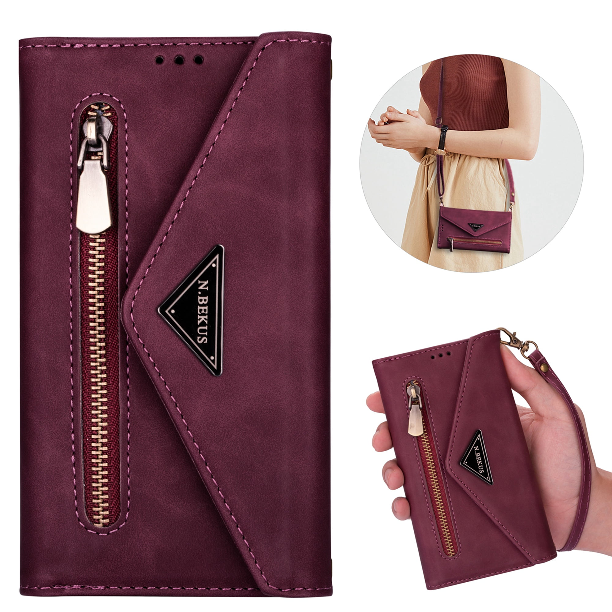 Dteck Galaxy A51 5G Wallet Case, PU Leather Crossbag Lager Capacity Purse With Zipper Pocket ...