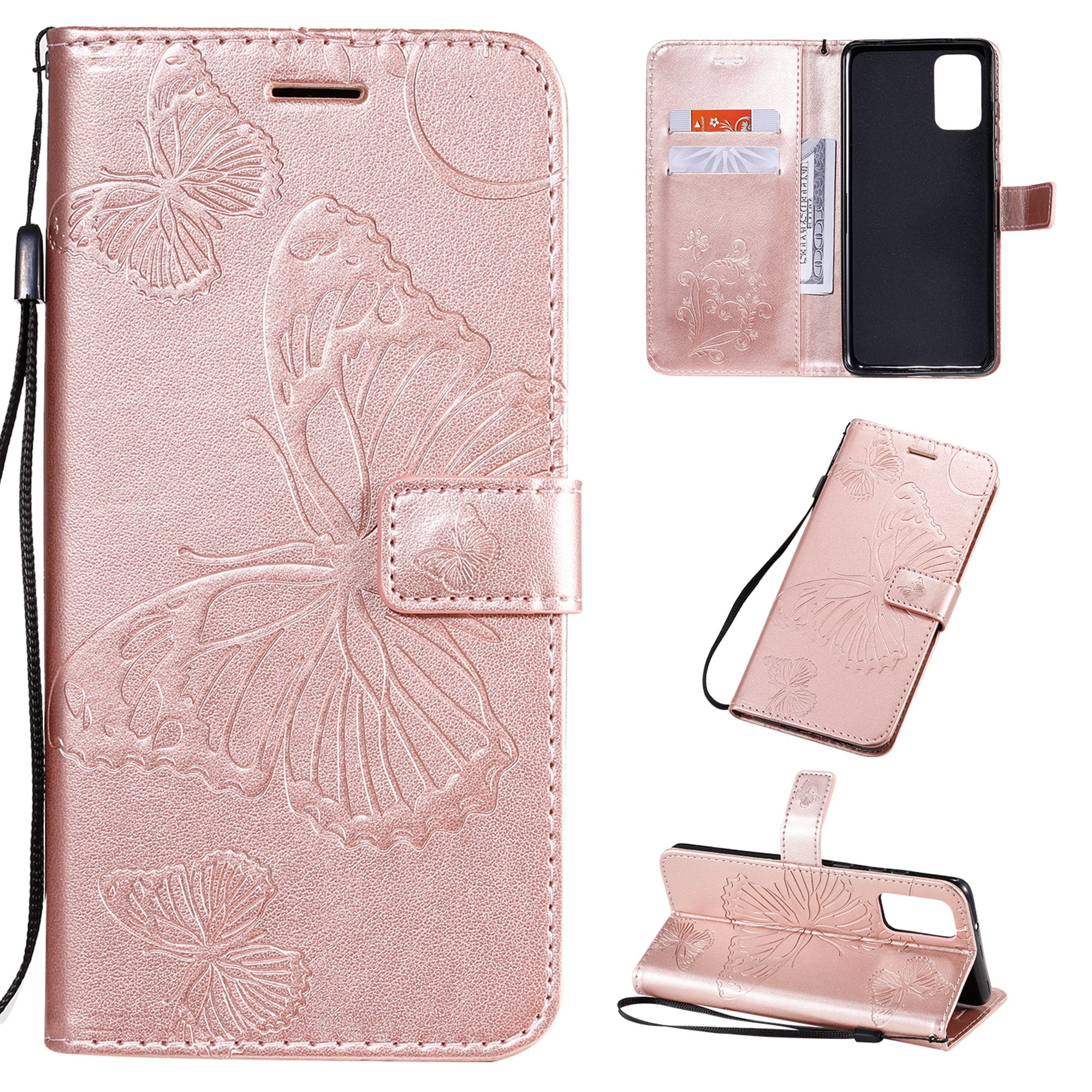 Dteck Galaxy S20 FE (Fan Edition) 5G Case, Embossed Butterfly PU Leather Magnetic Folio Flip ...