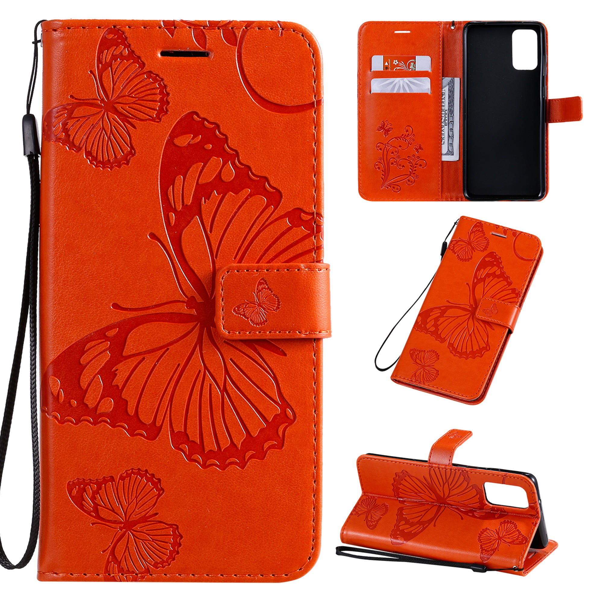 Dteck Galaxy S20 FE (Fan Edition) 5G Case, Embossed Butterfly PU Leather Magnetic Folio Flip ...