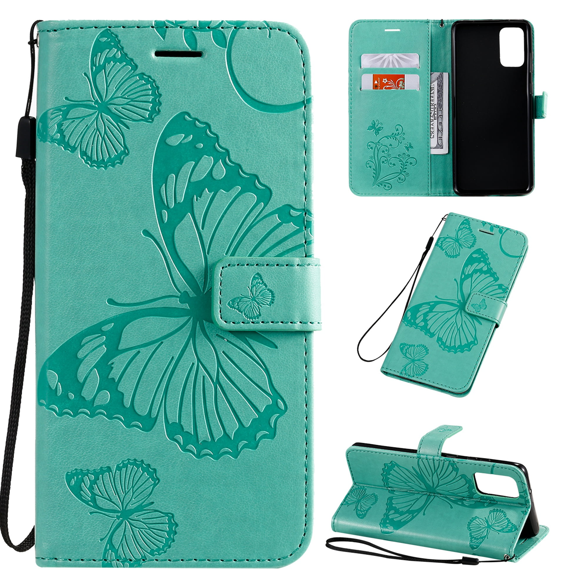Dteck Galaxy S20 FE (Fan Edition) 5G Case, Embossed Butterfly PU Leather Magnetic Folio Flip ...