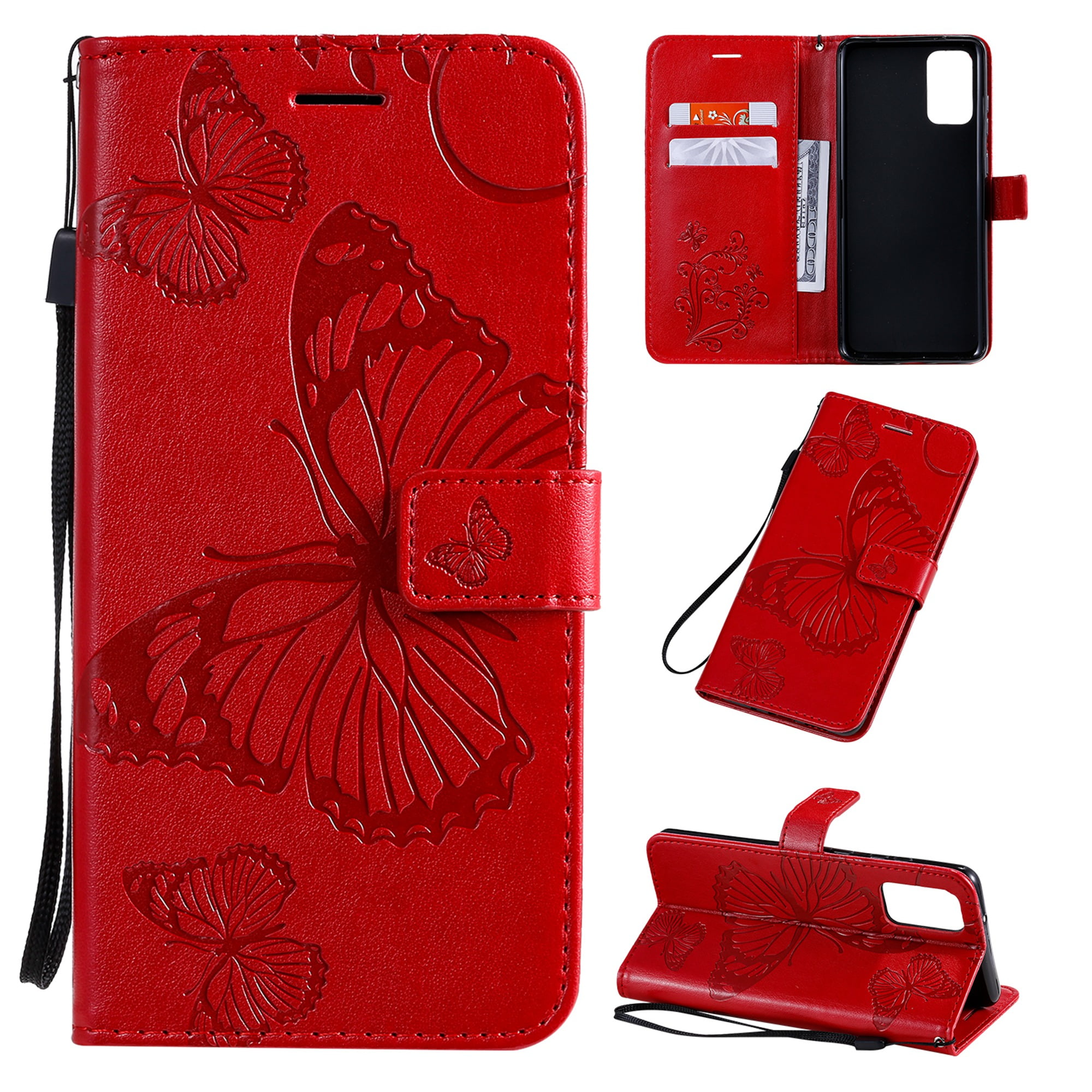 Dteck Galaxy S20 FE (Fan Edition) 5G Case, Embossed Butterfly PU Leather Magnetic Folio Flip ...