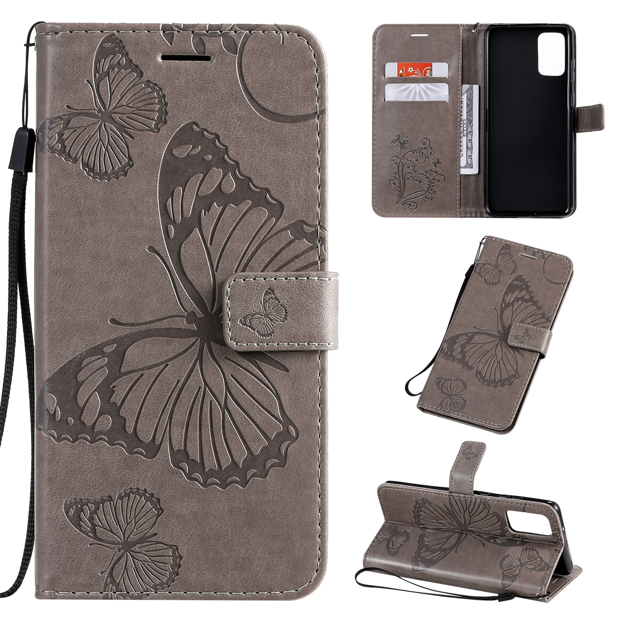 Dteck Galaxy S20 FE (Fan Edition) 5G Case, Embossed Butterfly PU Leather Magnetic Folio Flip ...