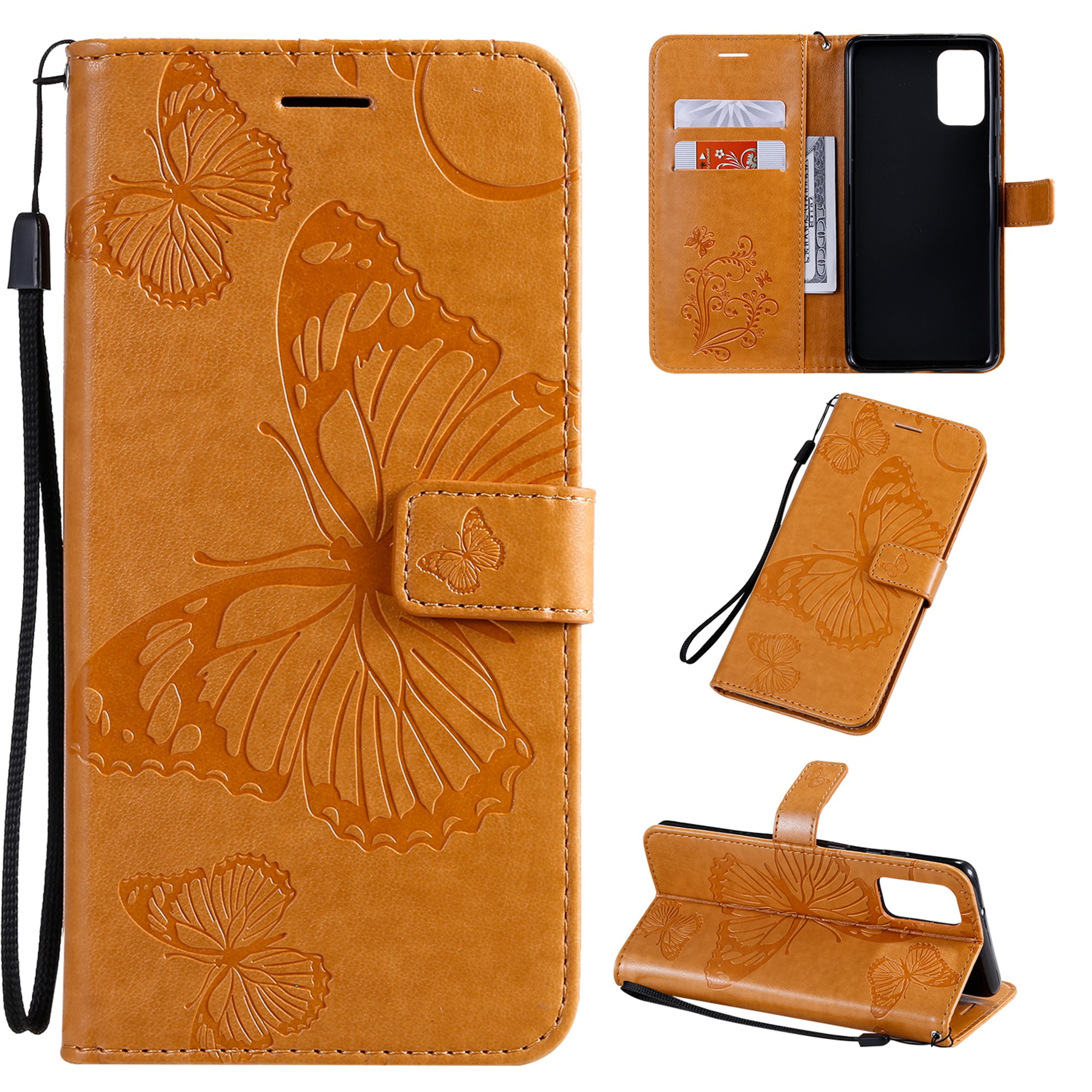 Dteck Galaxy S20 FE (Fan Edition) 5G Case, Embossed Butterfly PU Leather Magnetic Folio Flip ...