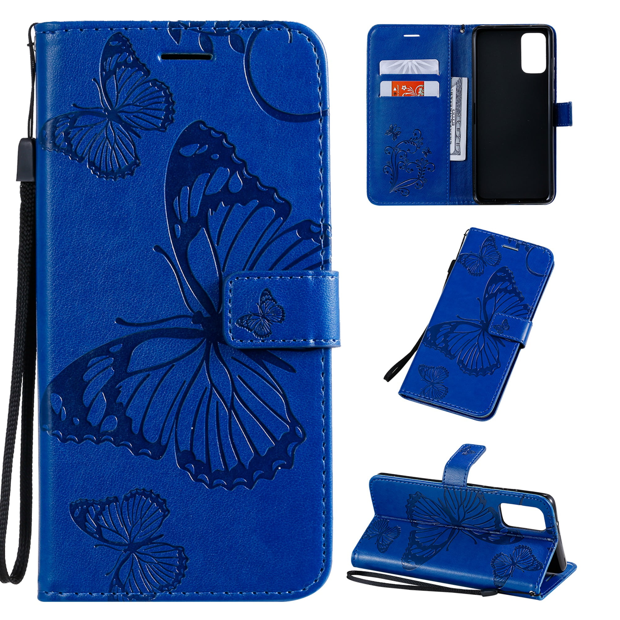 Dteck Galaxy S20 FE (Fan Edition) 5G Case, Embossed Butterfly PU Leather Magnetic Folio Flip ...