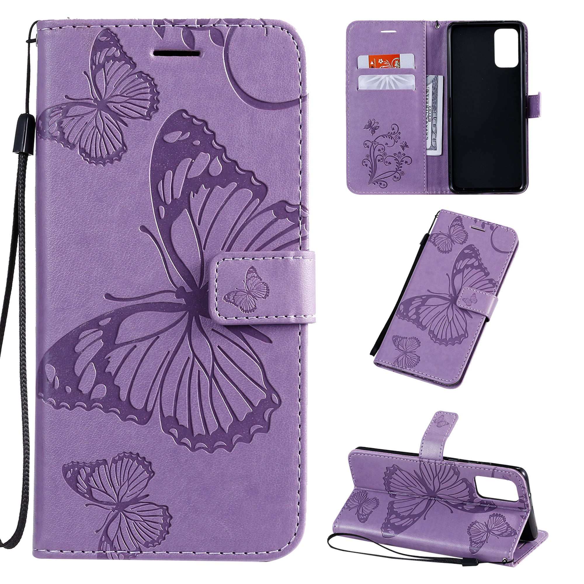 Dteck Galaxy S20 FE (Fan Edition) 5G Case, Embossed Butterfly PU Leather Magnetic Folio Flip ...