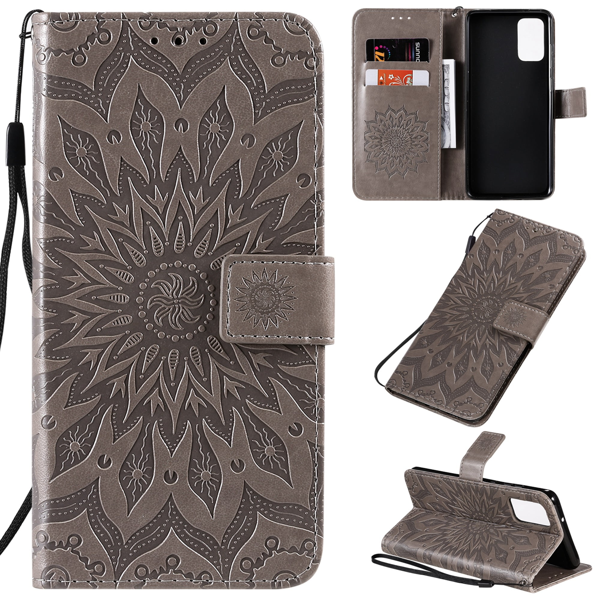 Dteck Galaxy S20 FE (Fan Edition) 5G Case, Embossed Flower PU Leather Magnetic Folio Flip Wallet ...