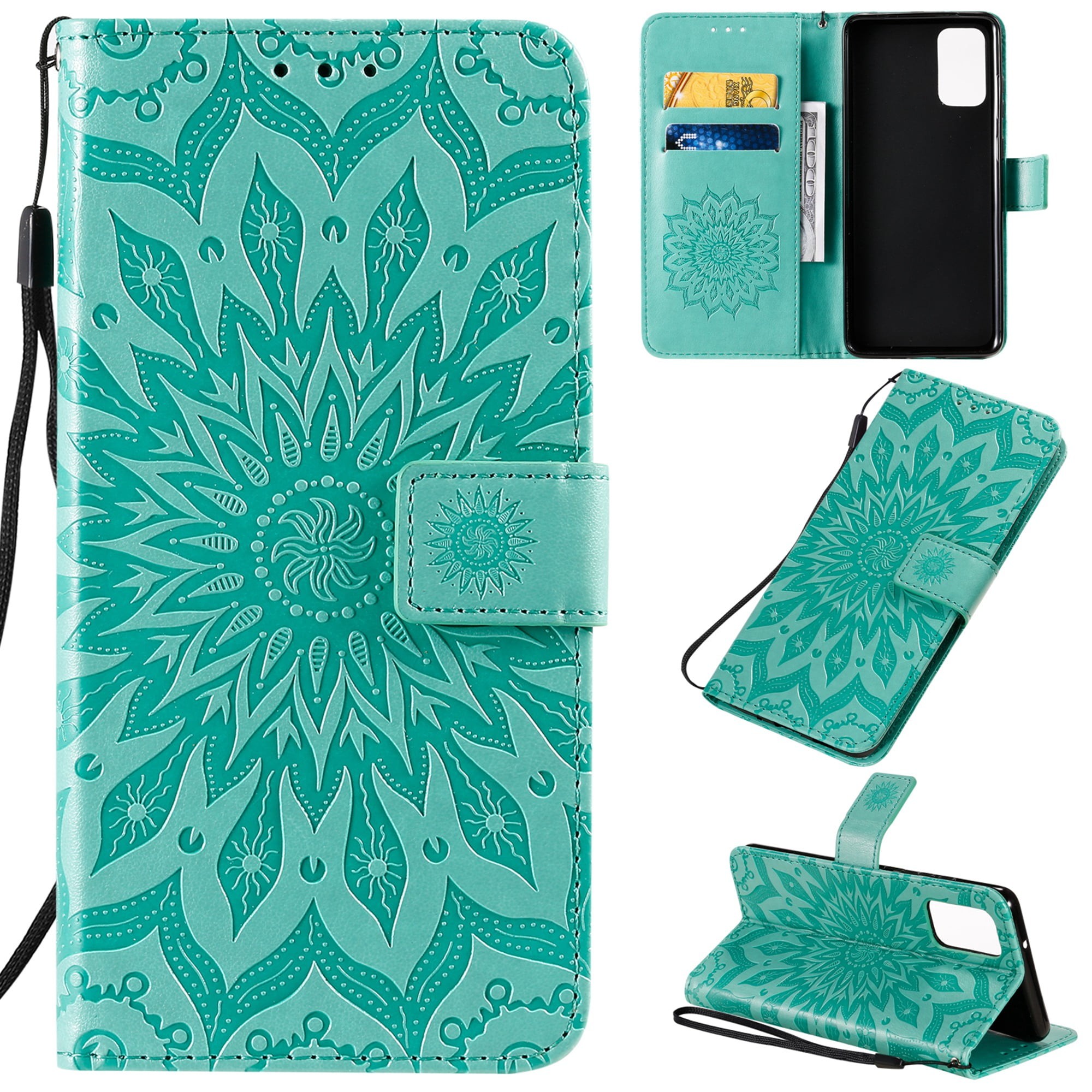 Dteck Galaxy S20 FE (Fan Edition) 5G Case, Embossed Flower PU Leather Magnetic Folio Flip Wallet ...