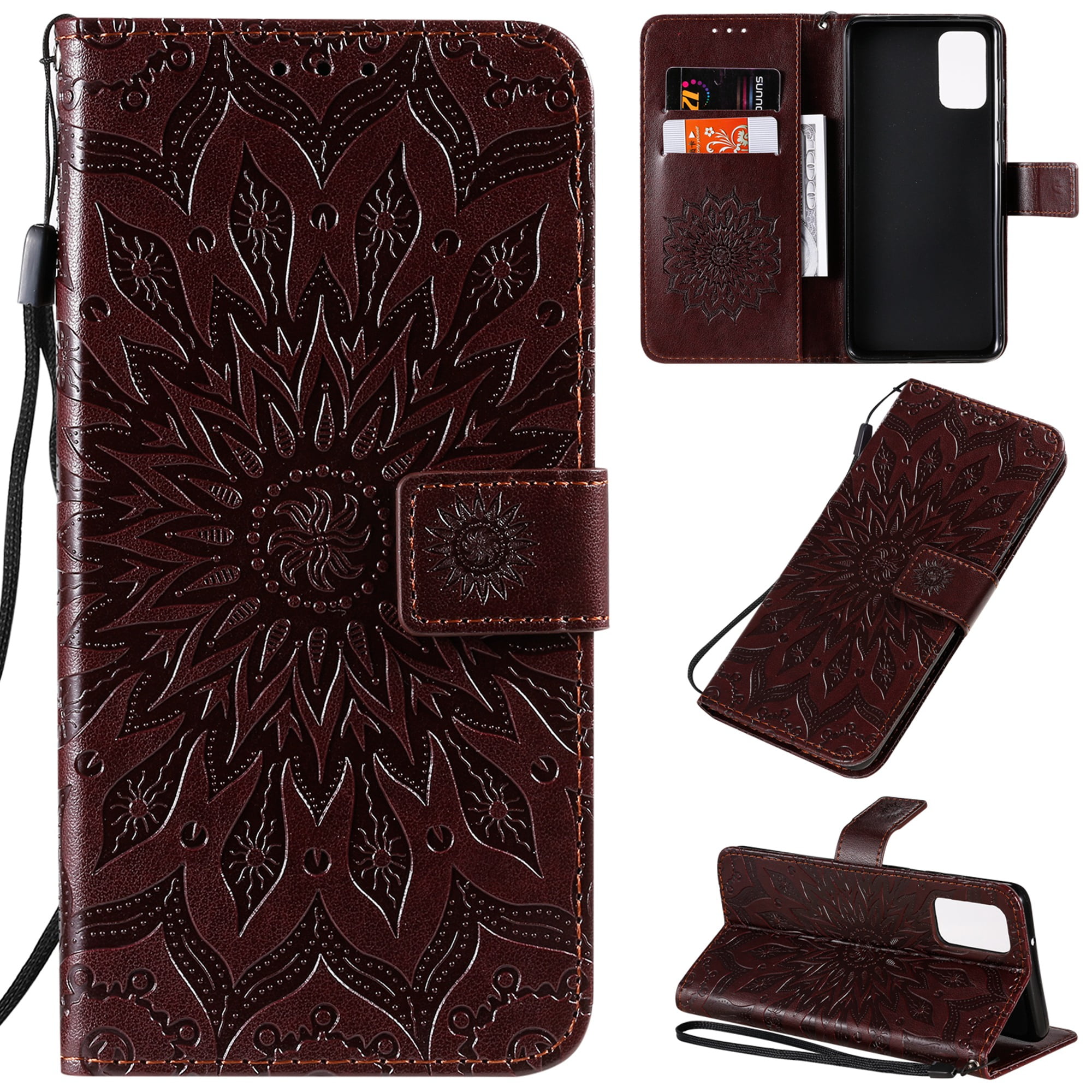 Dteck Galaxy S20 FE (Fan Edition) 5G Case, Embossed Flower PU Leather Magnetic Folio Flip Wallet ...