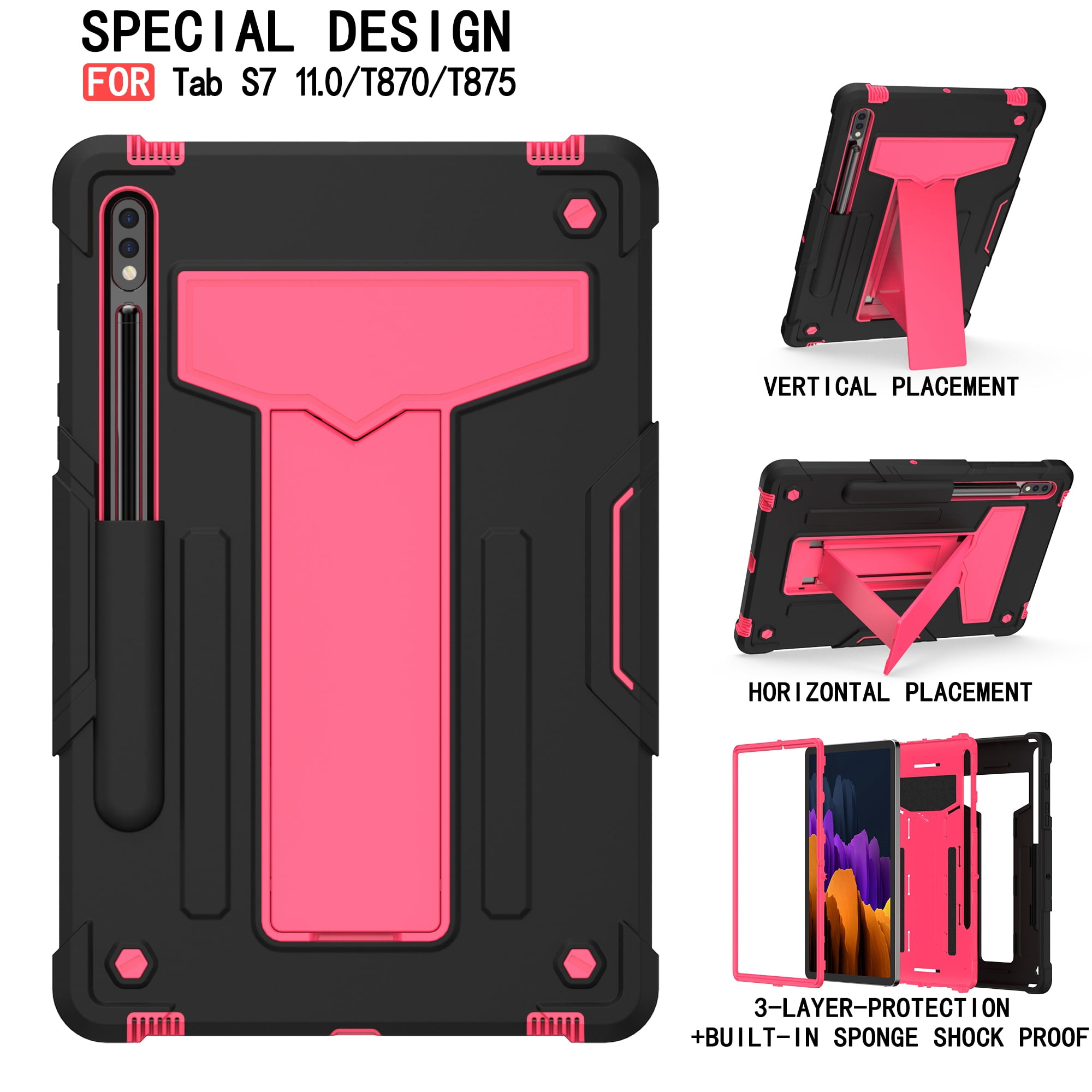Dteck Galaxy Tab S7 Case 2020 , Heavy Duty 3 in 1 Hybrid Rugged ...