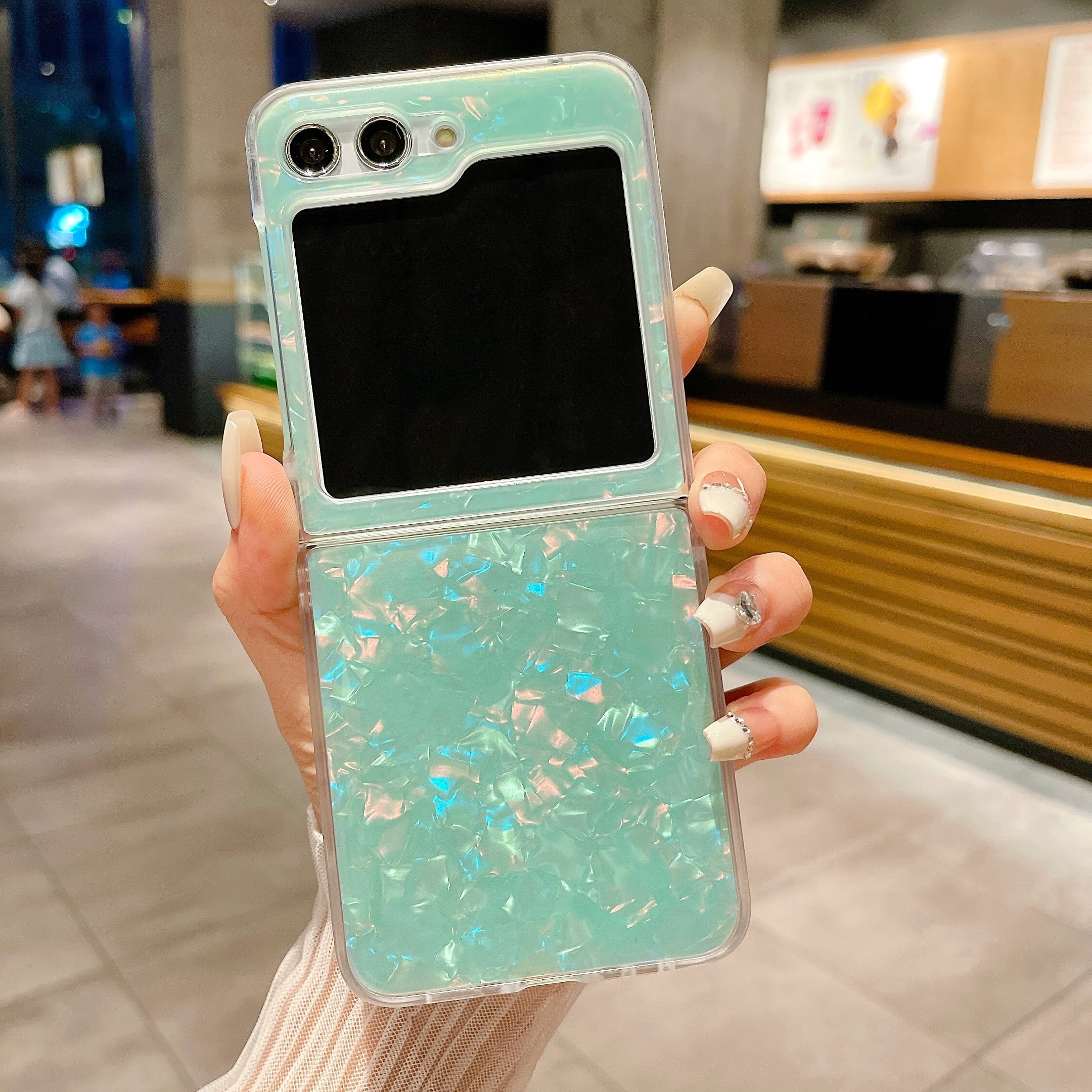 Dteck for Galaxy Z Flip 5 5G Gradient Shell Case for Women Girl, Luxury ...