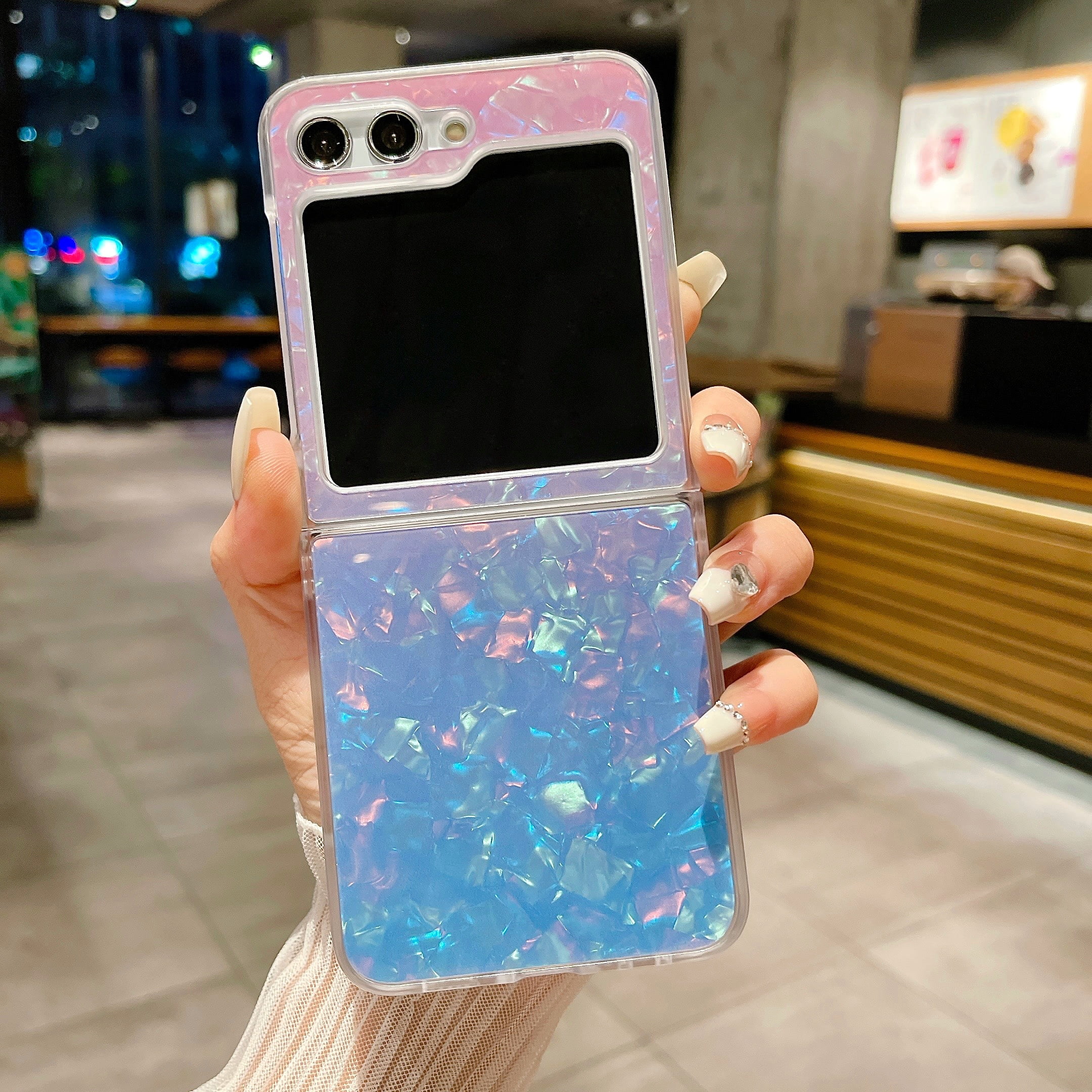 Dteck for Galaxy Z Flip 5 5G Gradient Shell Case for Women Girl, Luxury ...