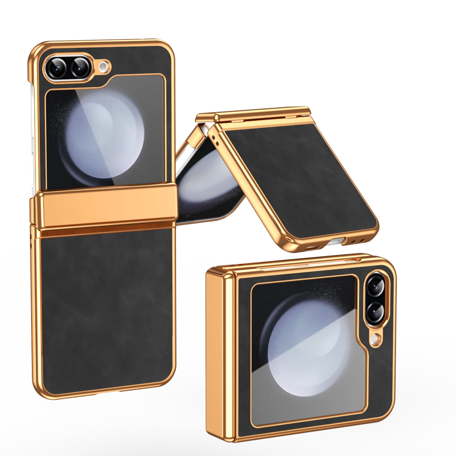 Dteck for Galaxy Z Flip 5 5G Plating PC Case,Shockproof Slim Anti-Slip ...