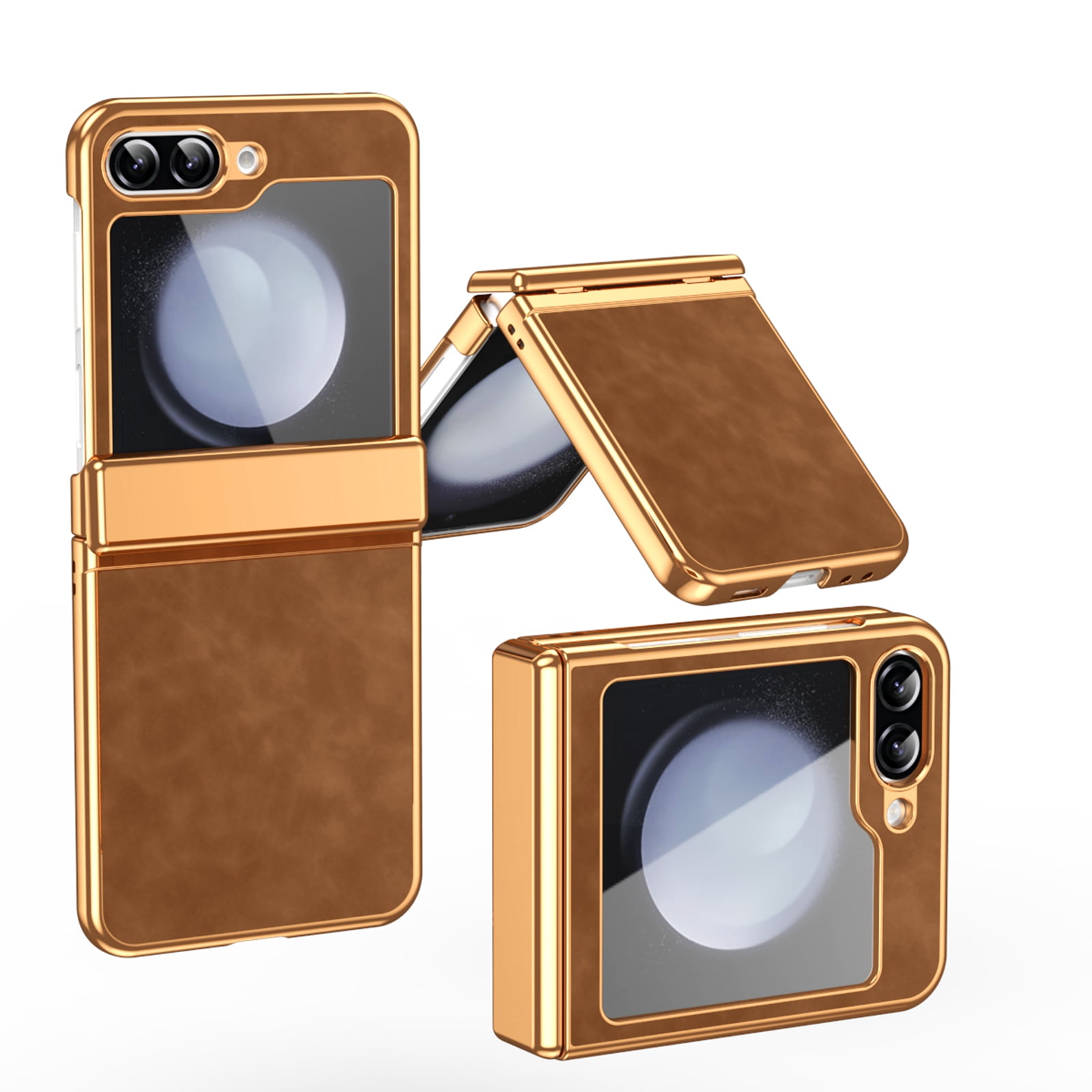 Dteck for Galaxy Z Flip 5 5G Plating PC Case,Shockproof Slim Anti-Slip ...