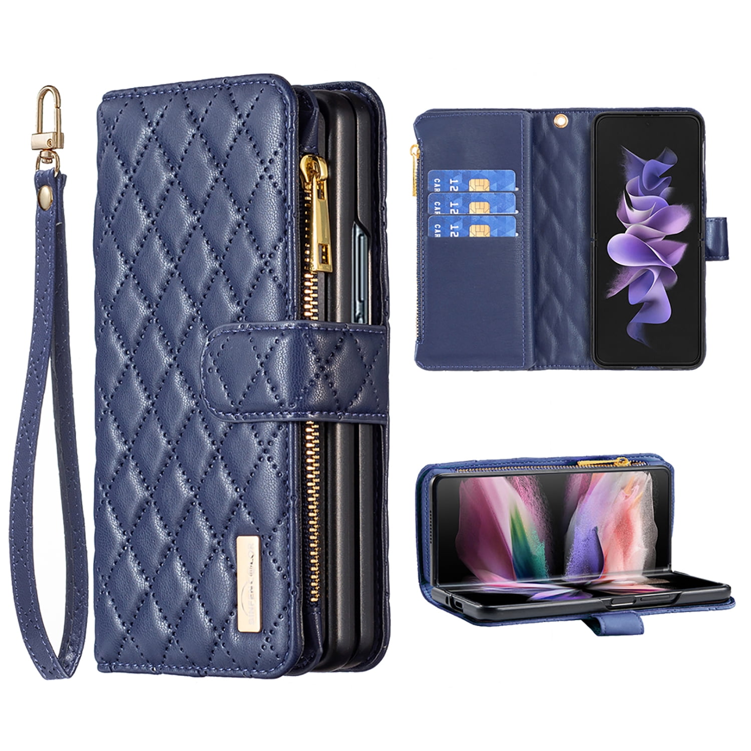 Dteck for Galaxy Z Fold 6 Case Wallet with Card Holder Zipper Pocket ...