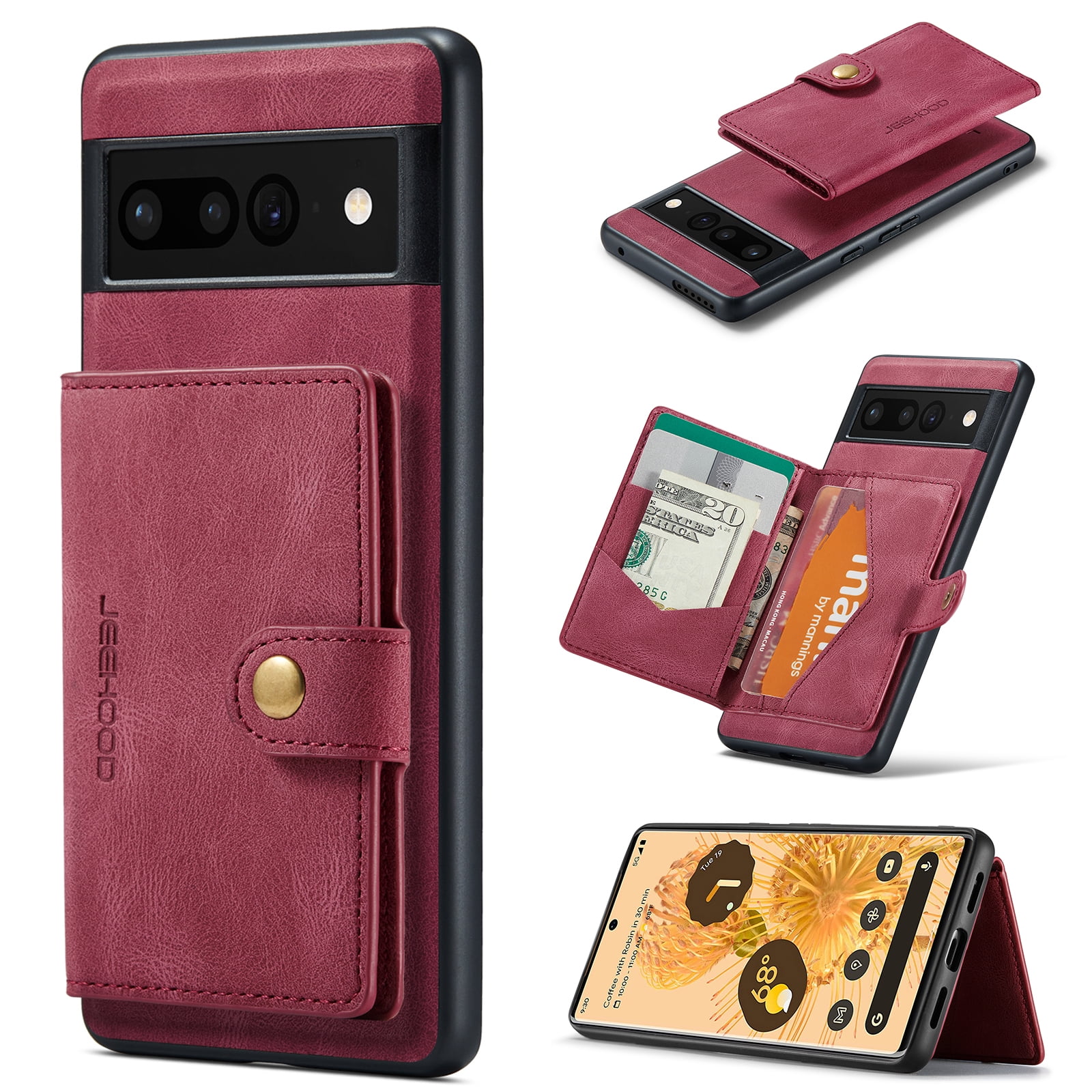 Dteck for Google Pixel 7 Pro Flip Wallet 2 in 1 Detachable Wallet Case ...