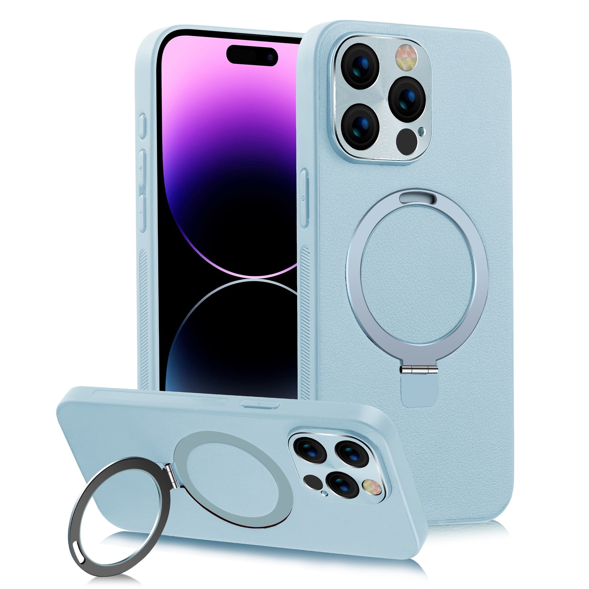 Dteck Invisible Stand Case for iPhone 15 Plus,Luxury Leather Back ...