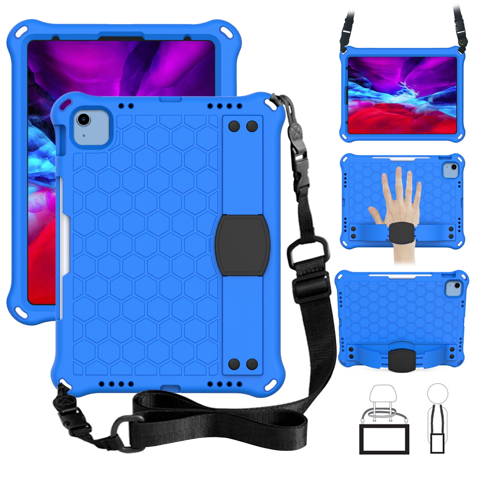 Dteck Kids Case for iPad Air 11 inch 2025/2024,Shockproof EVA+PC Case Handle Stand Kids Friendly ...