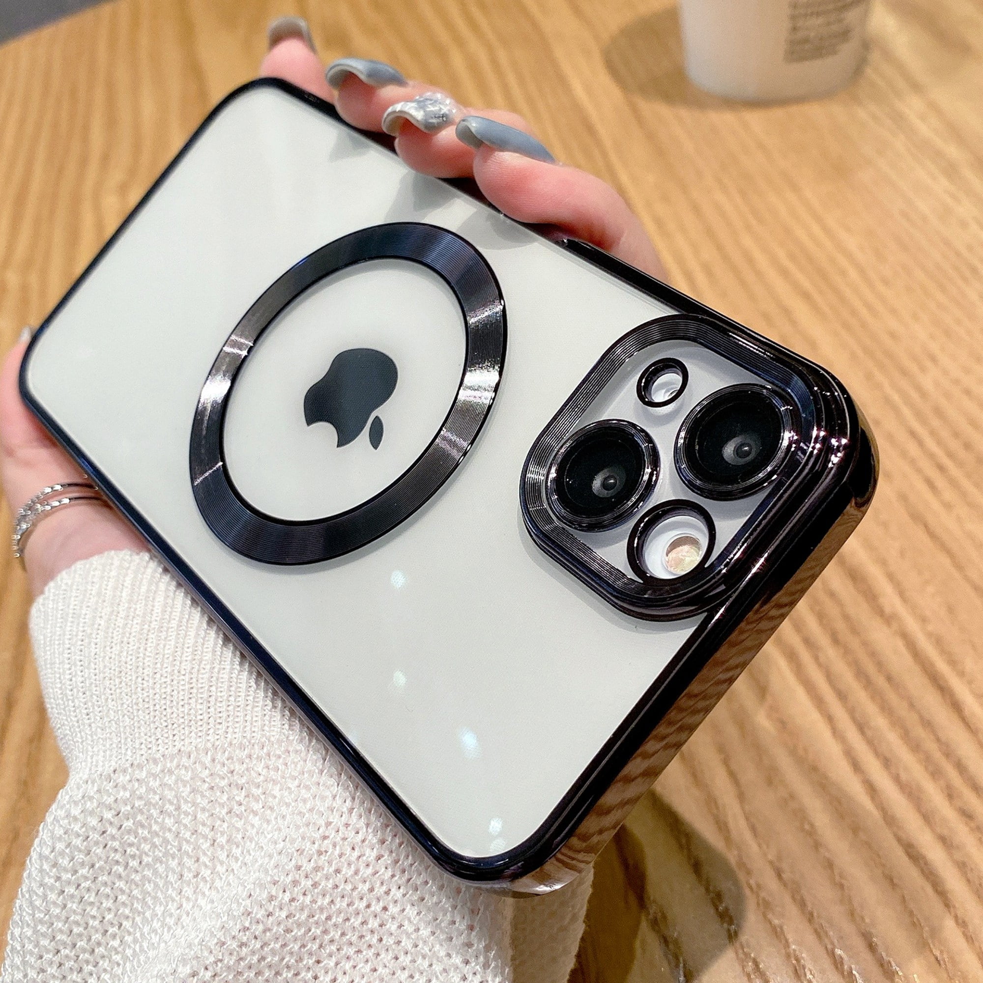 Dteck Clear Magnetic Case for iPhone 13 Pro Max, MagSafe Compatible, Slim, Transparent PC, Black ...