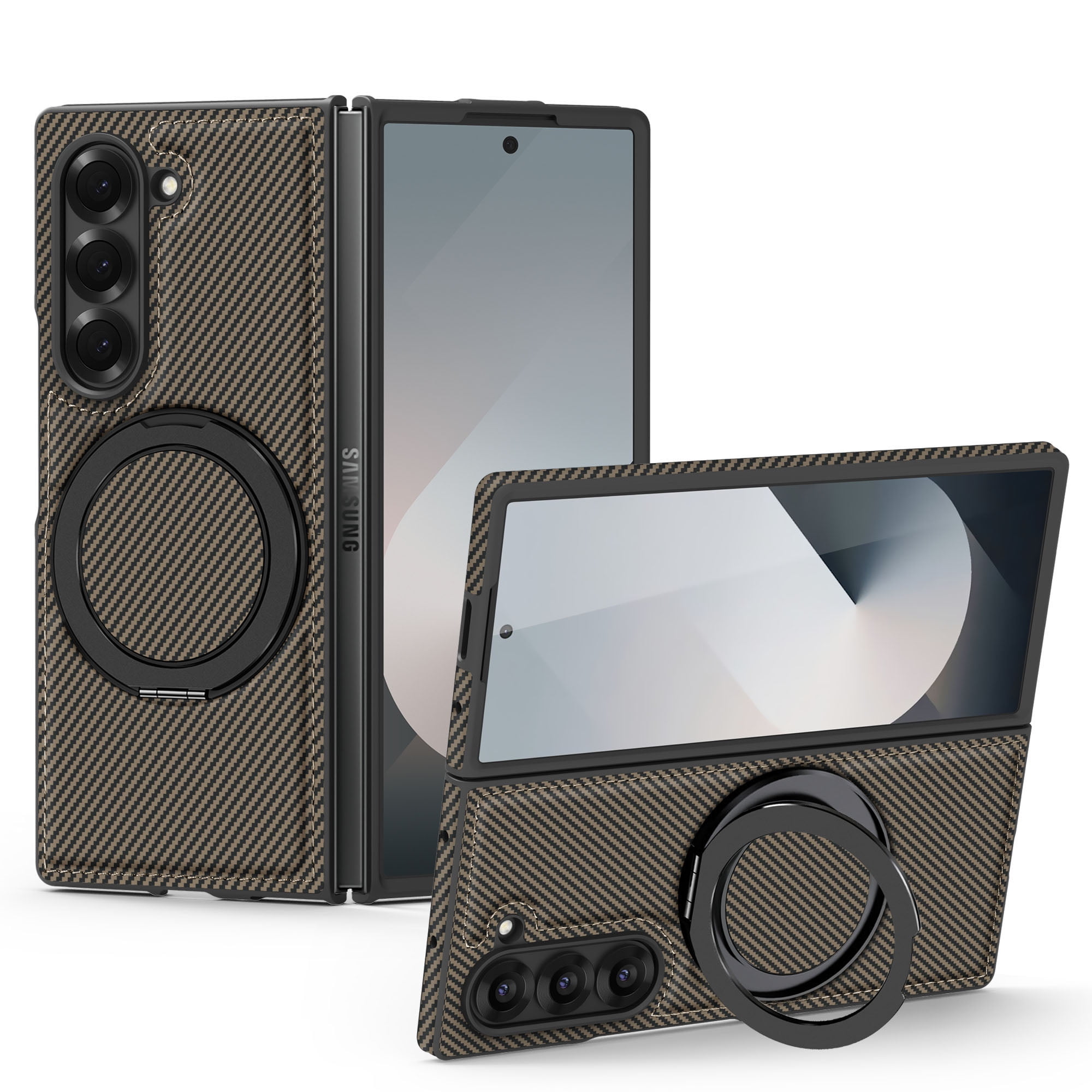 Dteck Magnetic Case for Samsung Galaxy Z Fold 5,Luxury Carbon Fiber ...
