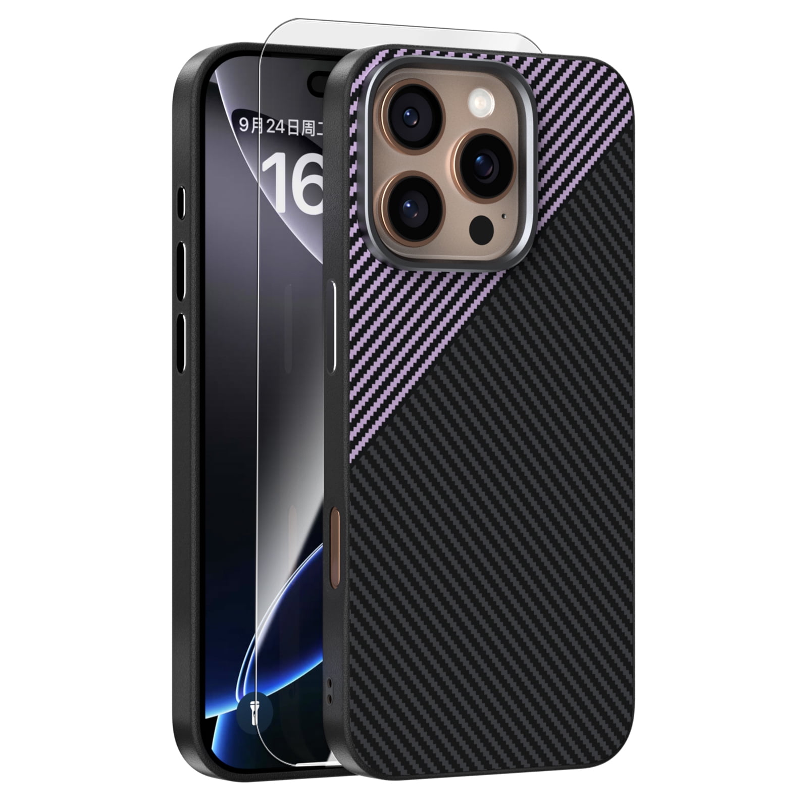 Dteck Magnetic Case with Tempered Glass Screen Protector for iPhone 16 ...