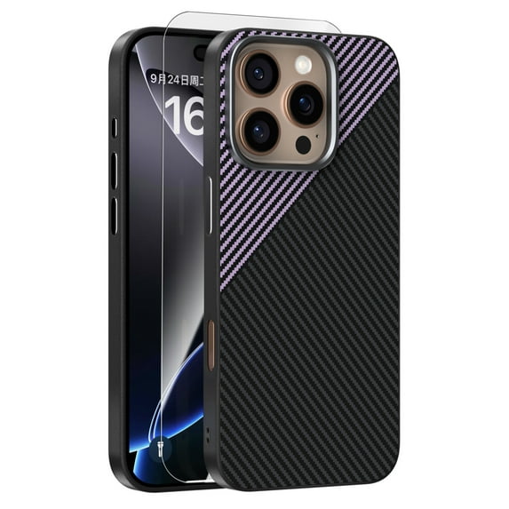 Dteck Magnetic Case with Tempered Glass Screen Protector for iPhone 16 ...