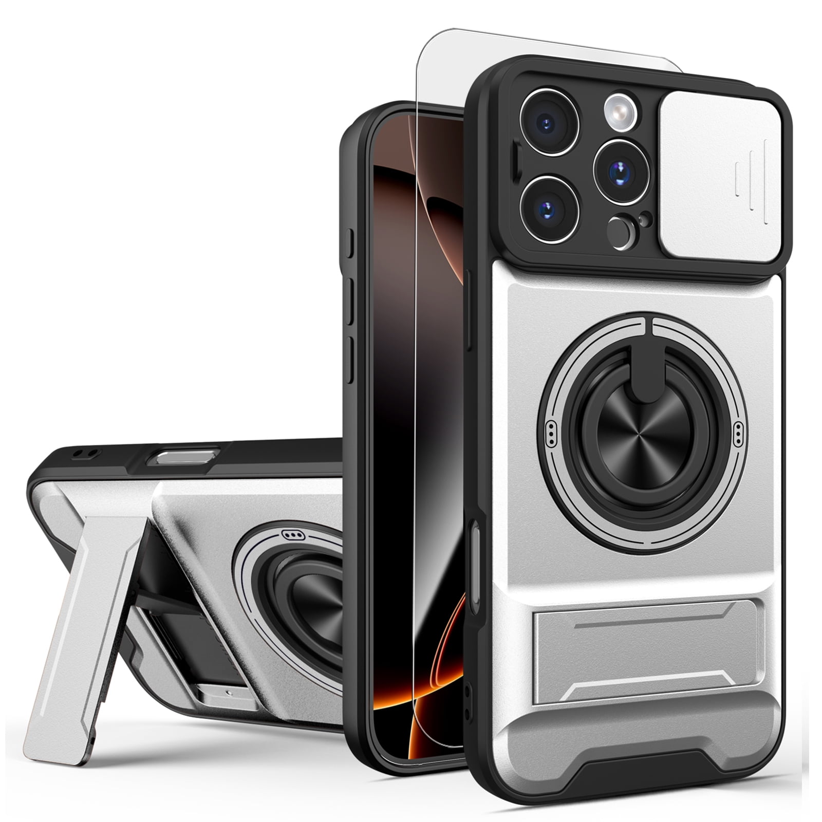 Dteck Magnetic Case with Tempered Glass Screen Protector for iPhone 16 ...