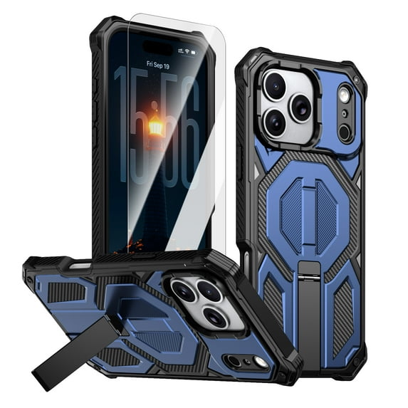 Dteck Magnetic Case with Tempered Glass Screen Protector for iPhone 17 ...