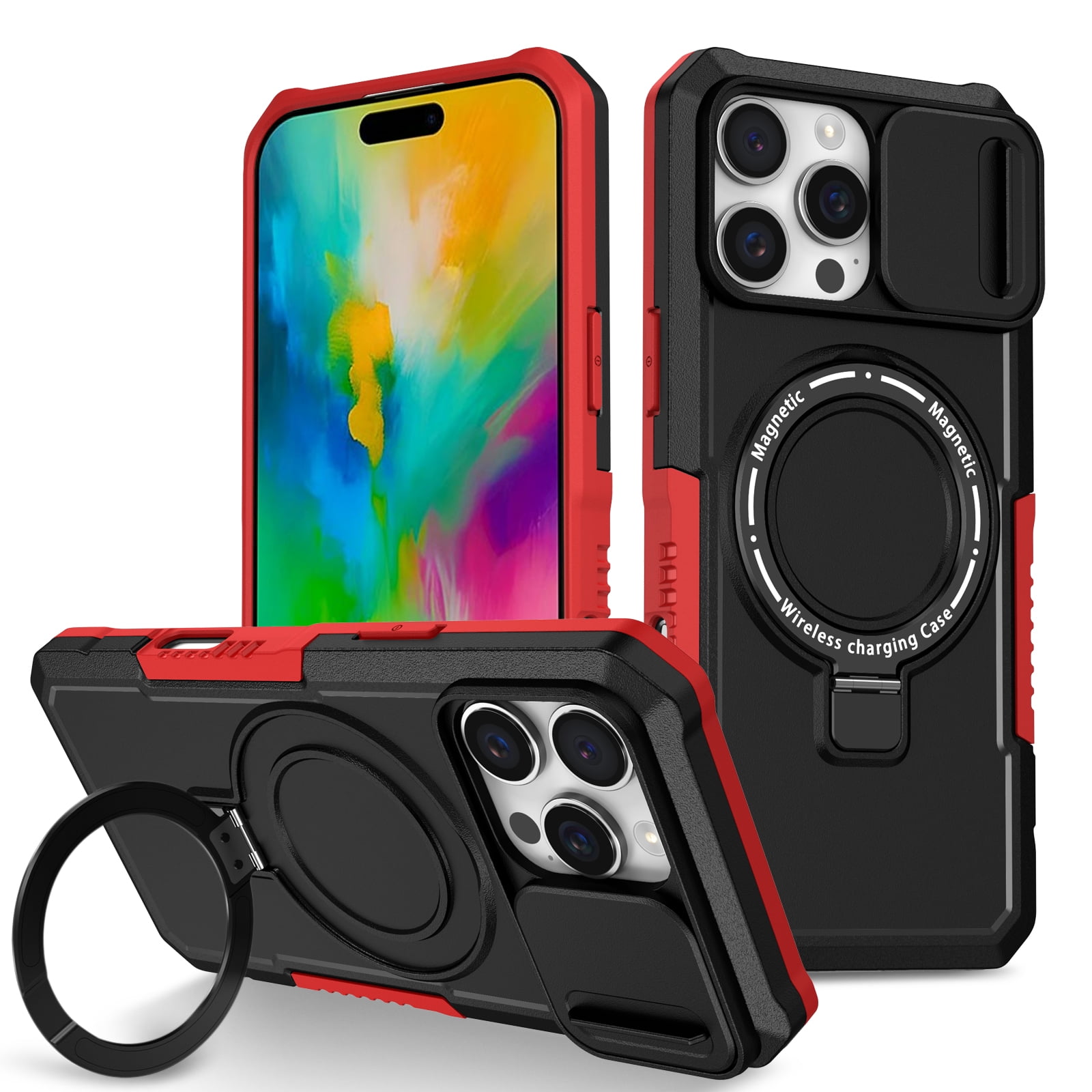 Dteck Magnetic Case for iPhone 13 Pro Max,Shockproof Silicone Case Compatible with MagSafe Slide ...