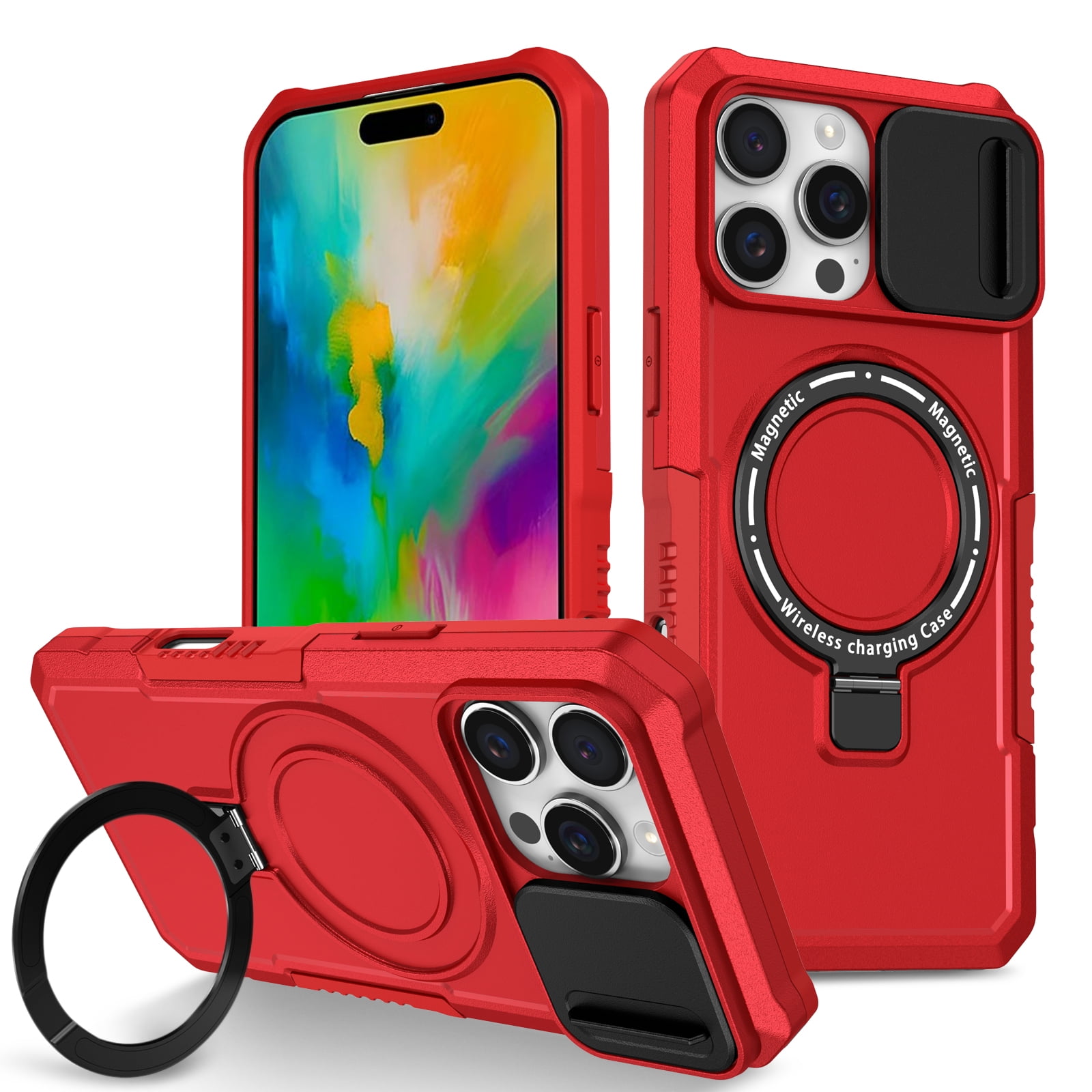 Dteck Magnetic Case for iPhone 13 Pro Max,Shockproof Silicone Case Compatible with MagSafe Slide ...