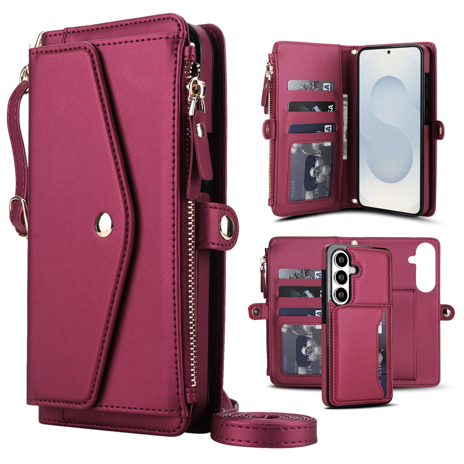 Dteck Magnetic Detachable Wallet Bag Crossbody Case for Samsung Galaxy ...