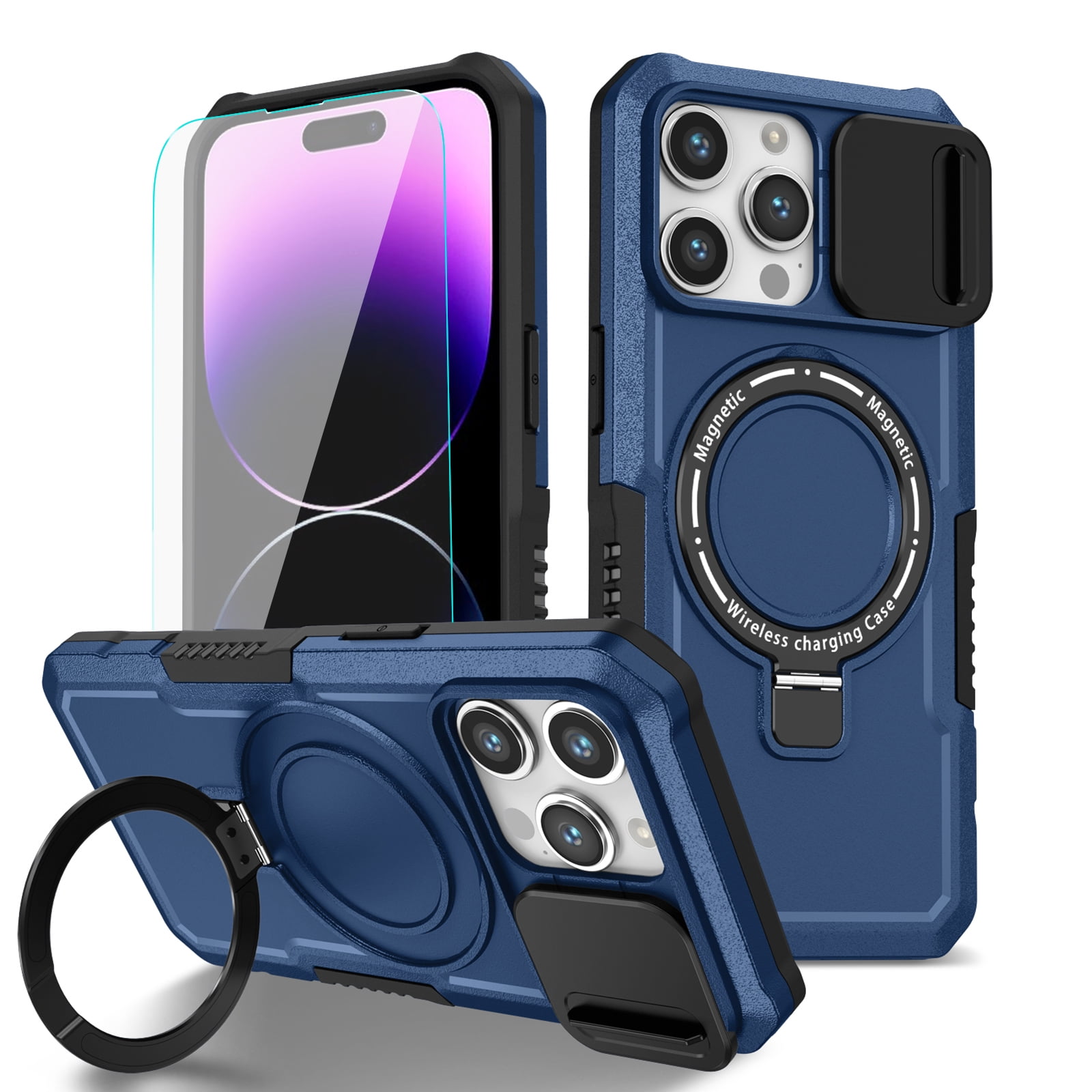 Dteck Magnetic Ring for iPhone 15 Pro Max Case with Invisible Stand ...