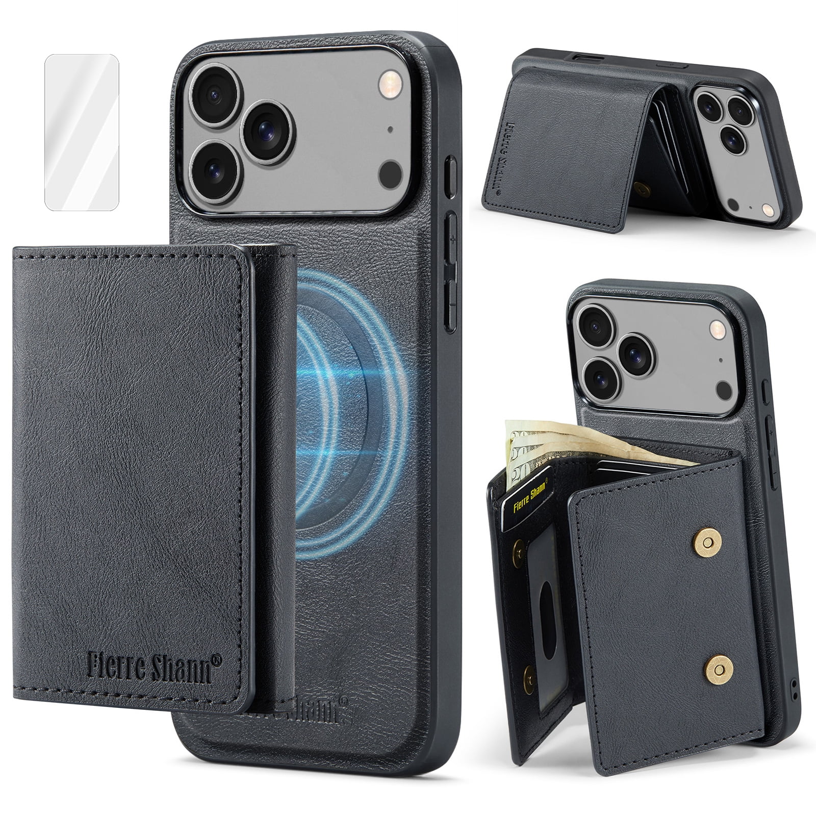Dteck Magnetic Wallet Case for iPhone 17 Pro with Screen Protector, Mag ...