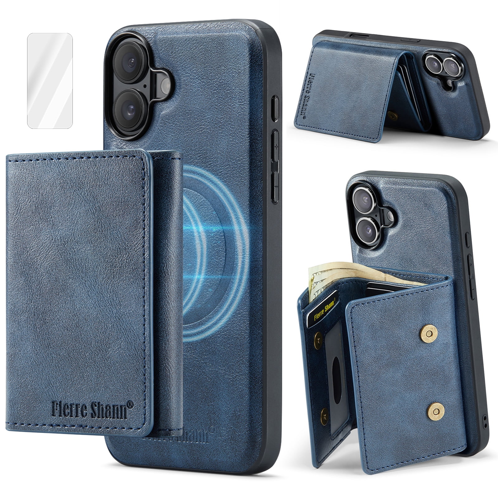 Dteck Magnetic Wallet Case for iPhone 17 with Screen Protector, Mag ...