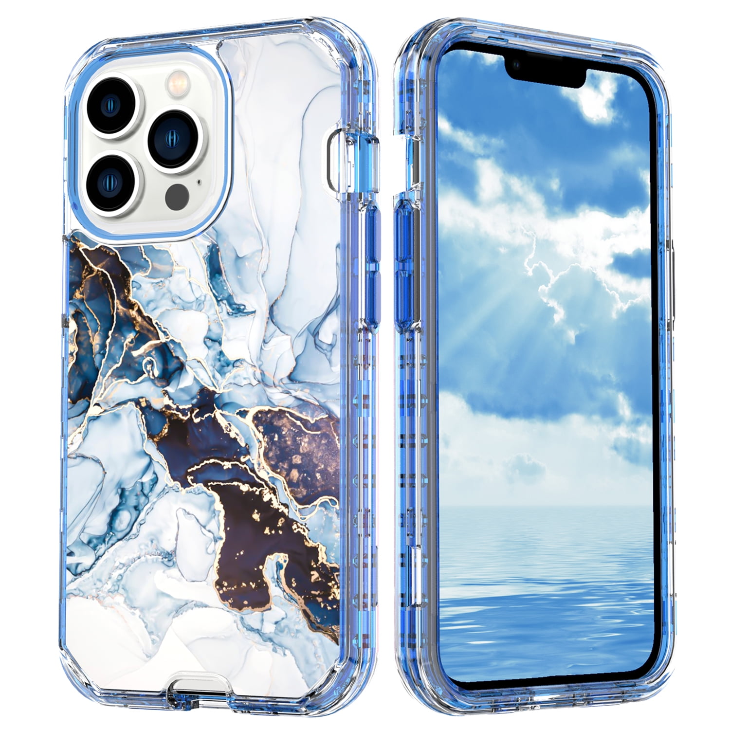 Dteck Marble Case for Apple iPhone 13 6.1" - 3 Layers Enhanced ...