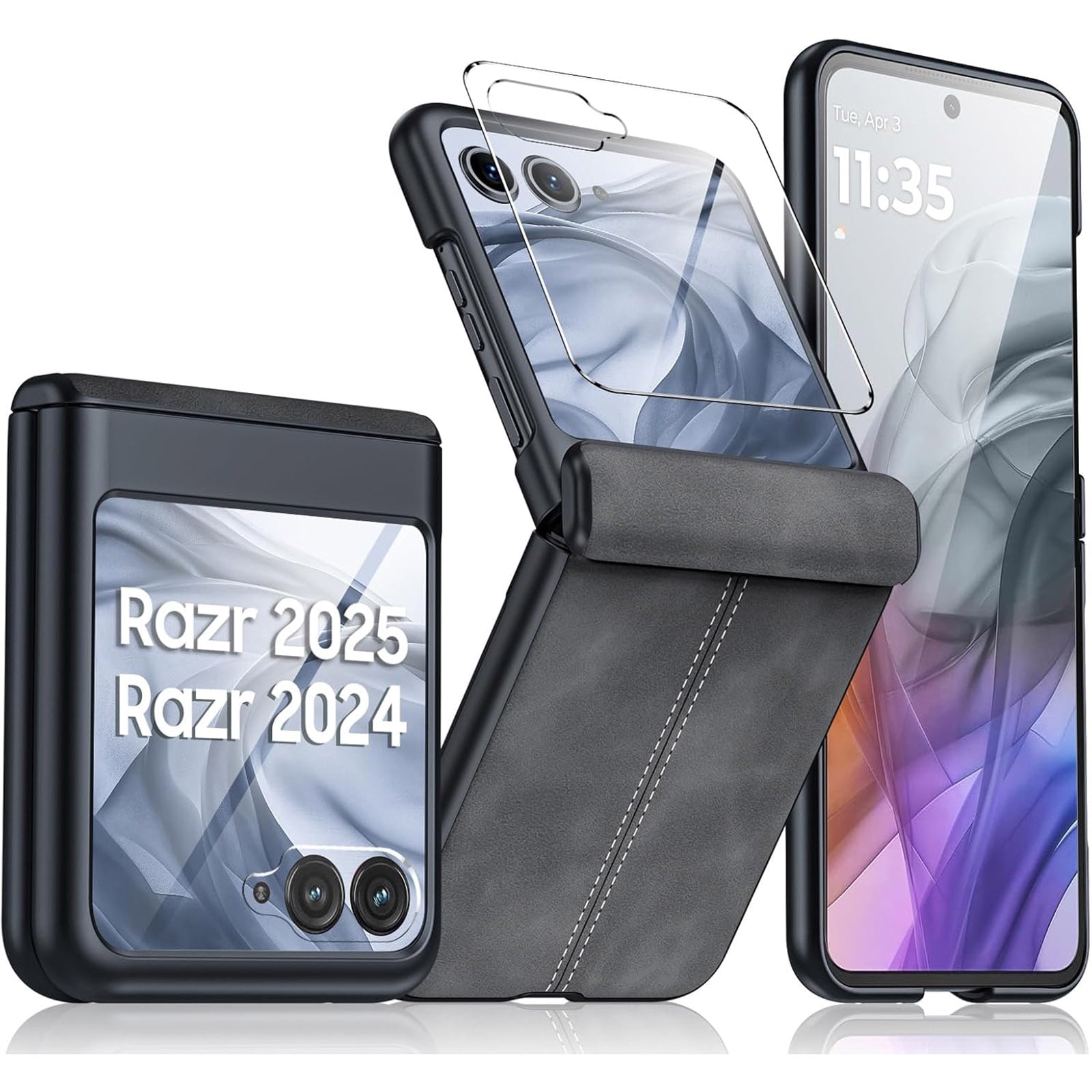 Dteck for Motorola Razr 2025 Case with Built-in Screen Protector, Hinge ...