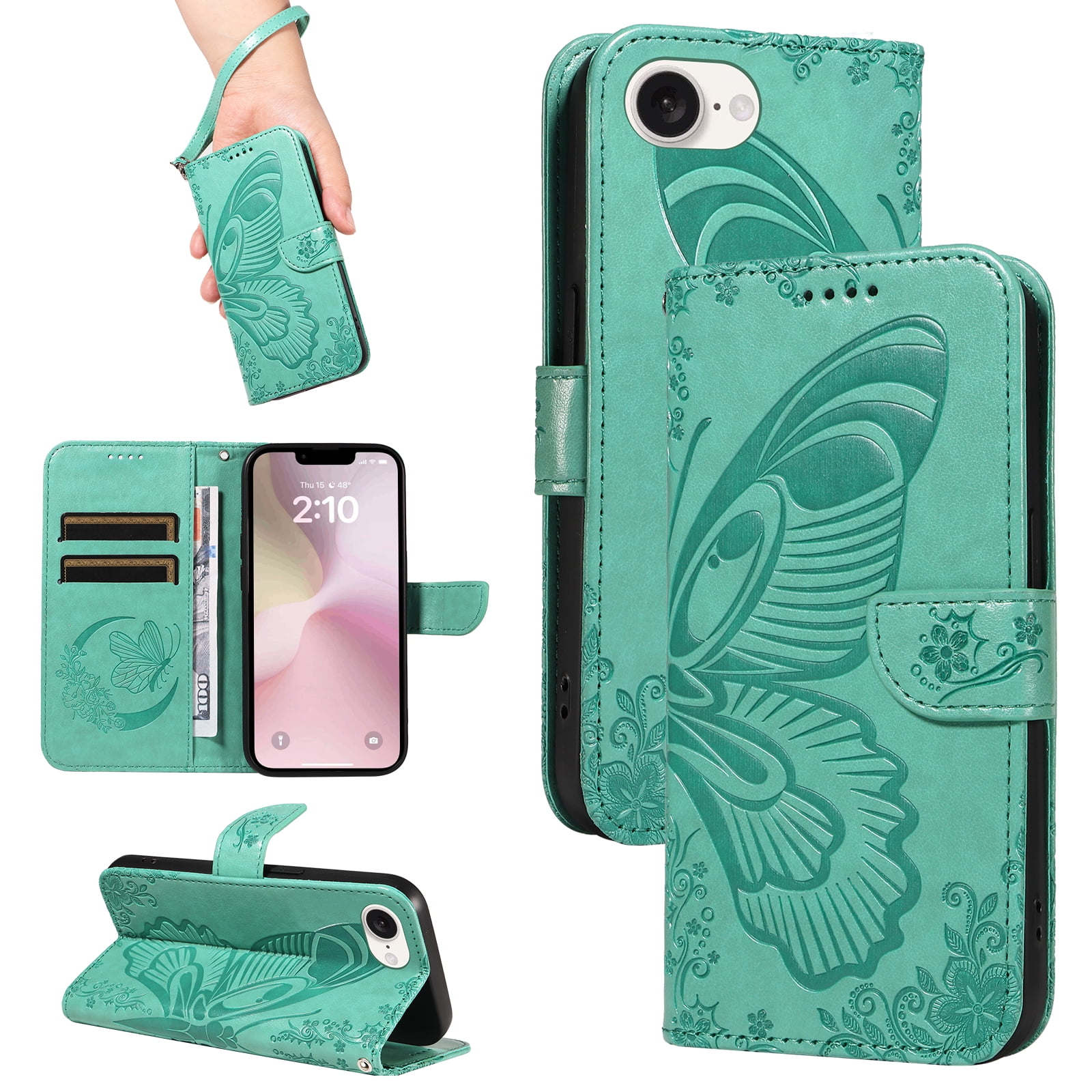 Dteck Pattern Case for iPhone SE4,Magnetic Leather Butterfly Floral ...