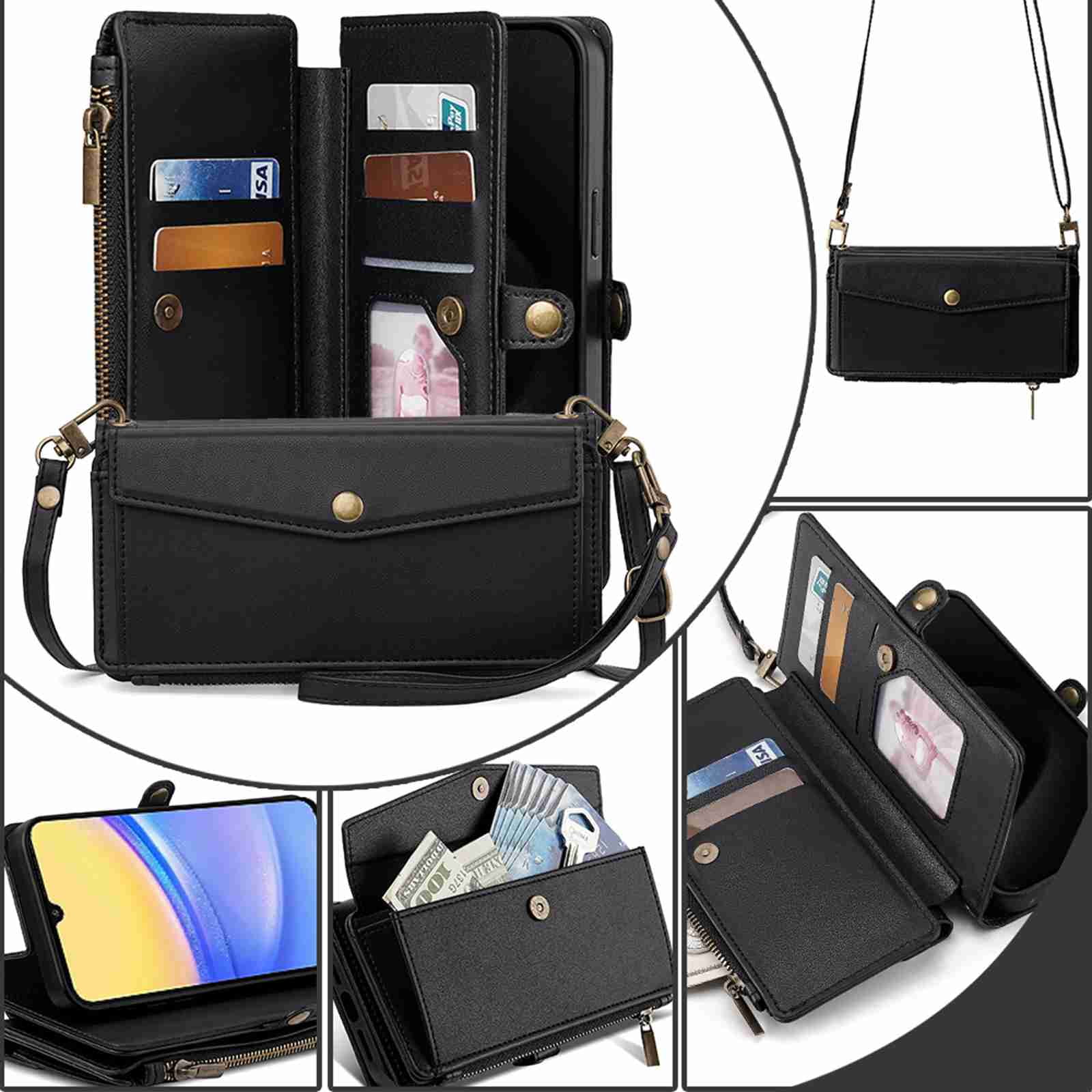 Dteck Phone Case for Samsung Galaxy A16 5G Zipper Wallet Cover ...