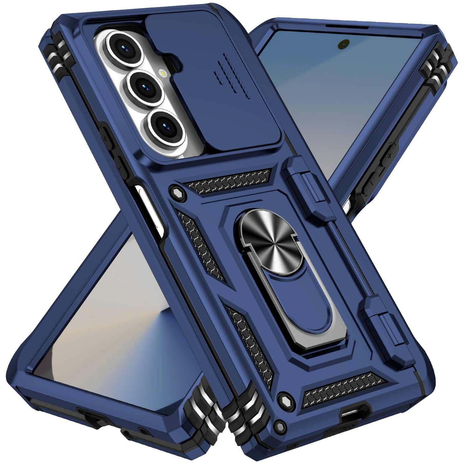 Dteck Phone Case for Samsung Z Fold 7 with Ring Holder Slide Lens ...