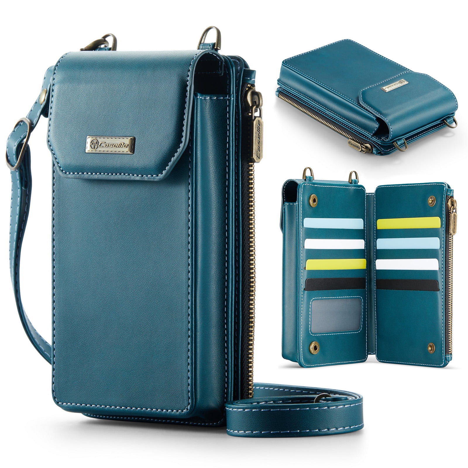 Dteck Phone Wallet Bag with Large Capacity Card Slots Cash Zipper ...