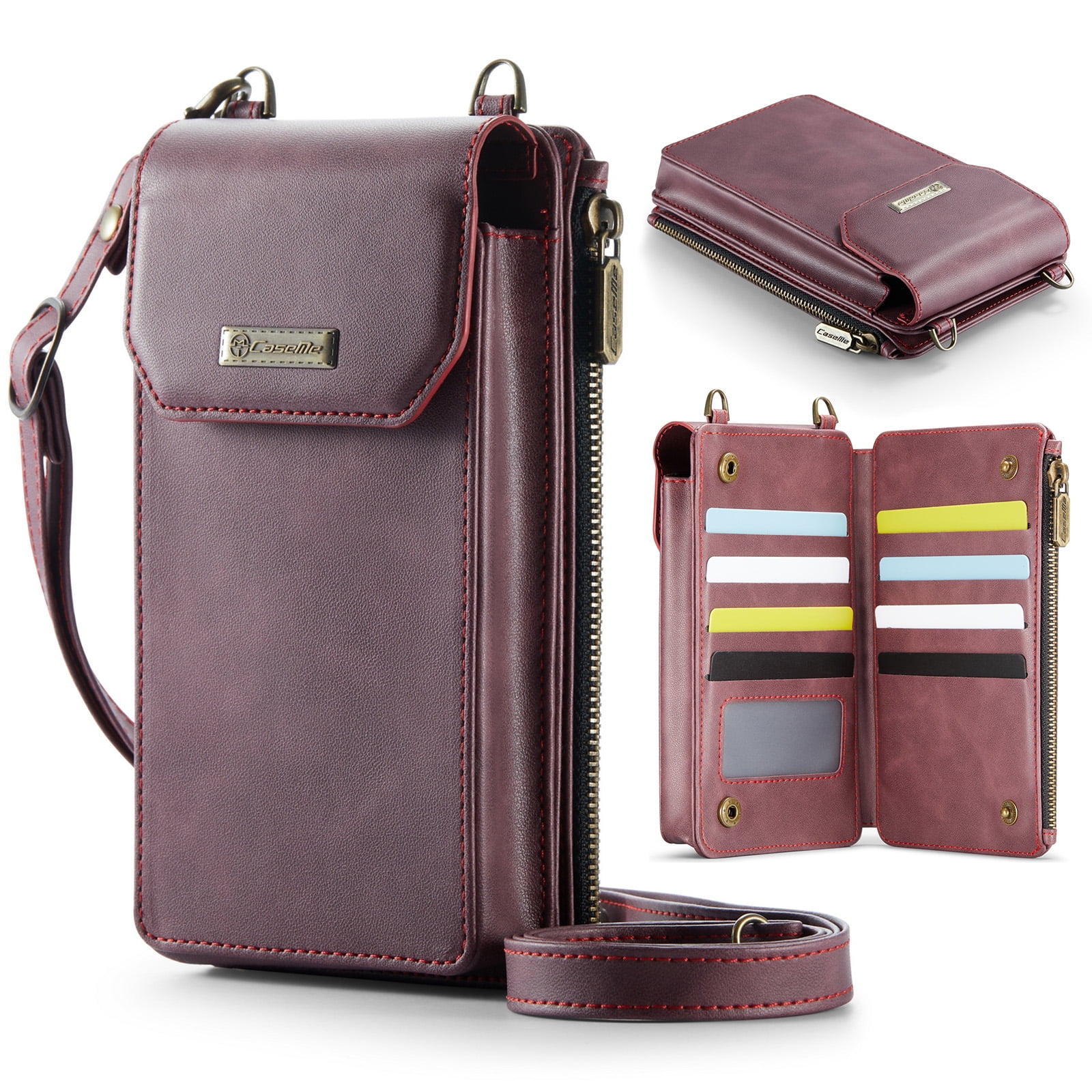 Dteck Phone Wallet Bag with Large Capacity Card Slots Cash Zipper ...